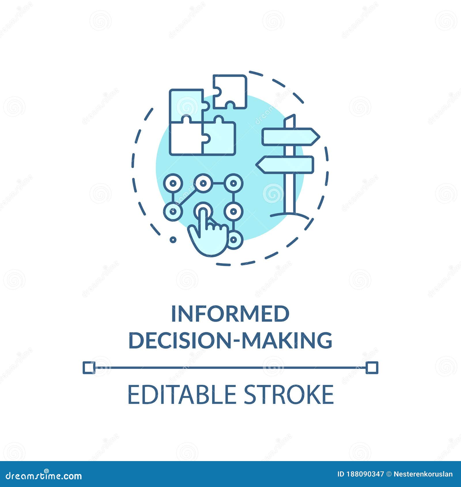 Informed Decision Making Turquoise Concept Icon Stock Vector - Illustration of contour, analyze ...