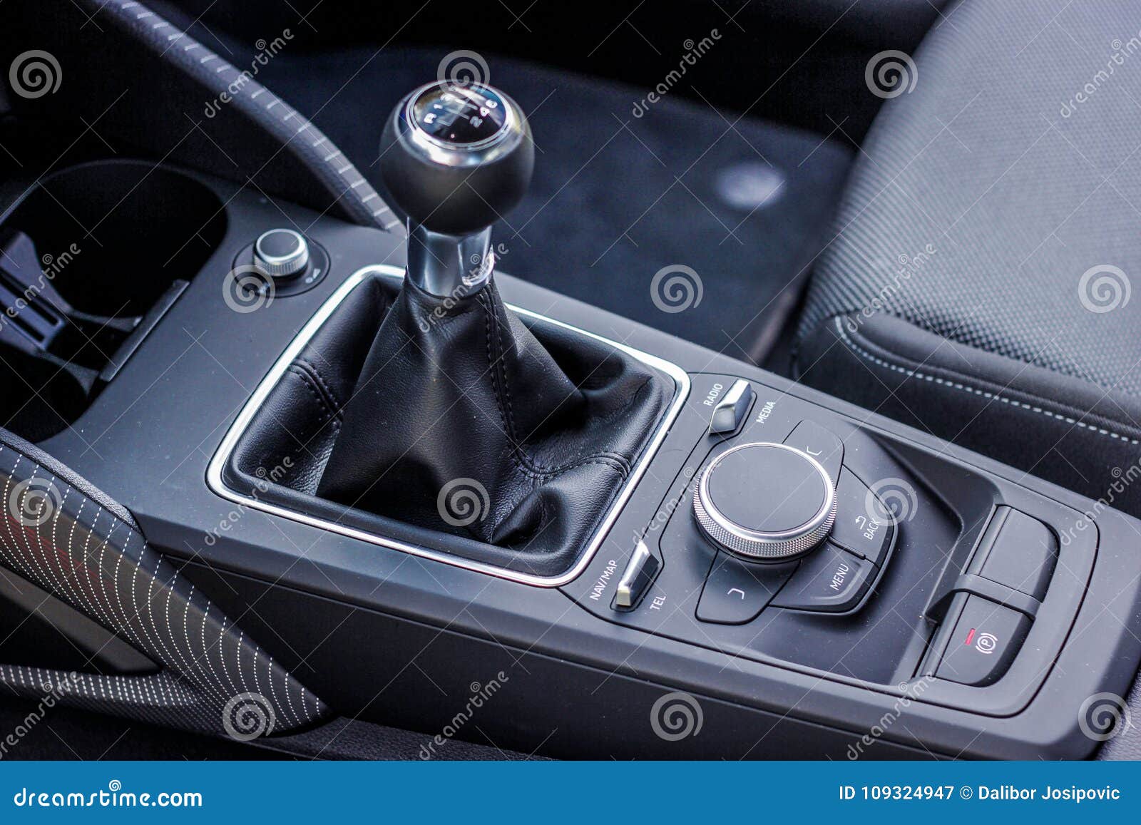 Infotainment Control Panel with Gearstick Stock Image - Image of radio ...