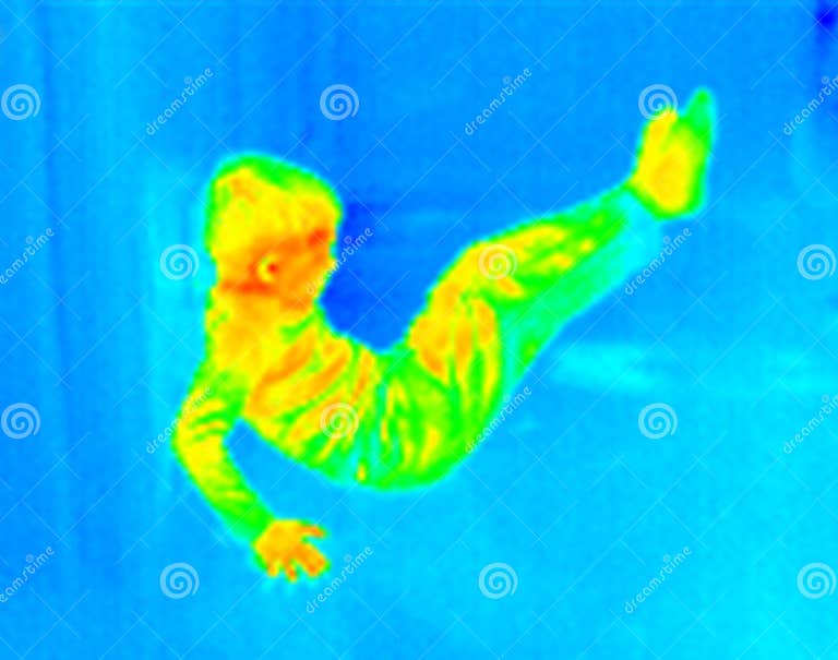 Infrared boy exercising stock photo. Image of single, temperature - 7966638