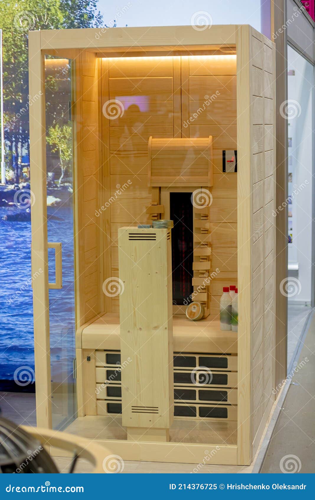 Infrared Cabin Made of Wood and Light Color Stock Image - Image of heat ...