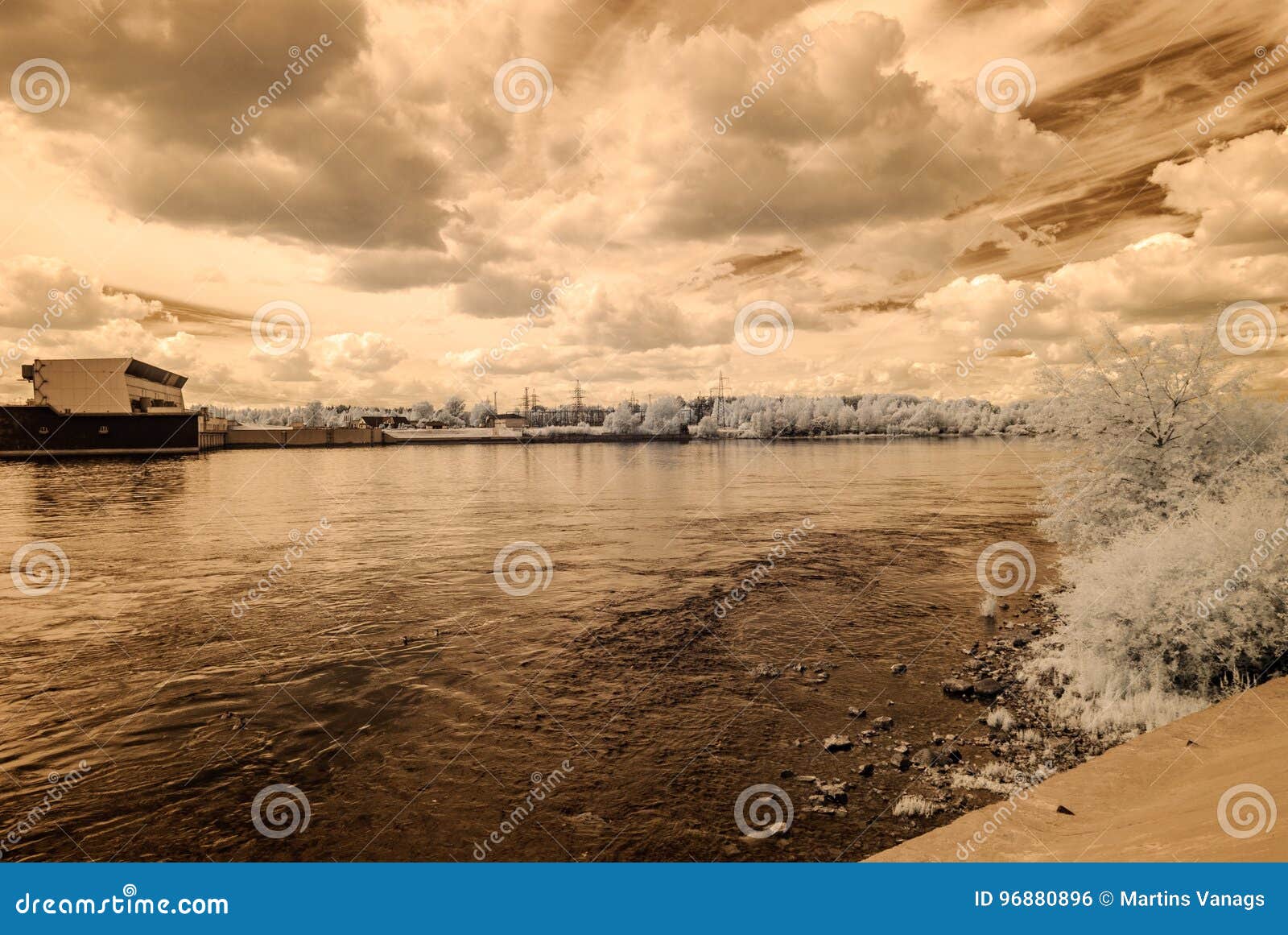 Infrared Camera Image. Reflections in Water Stock Photo - Image of ...