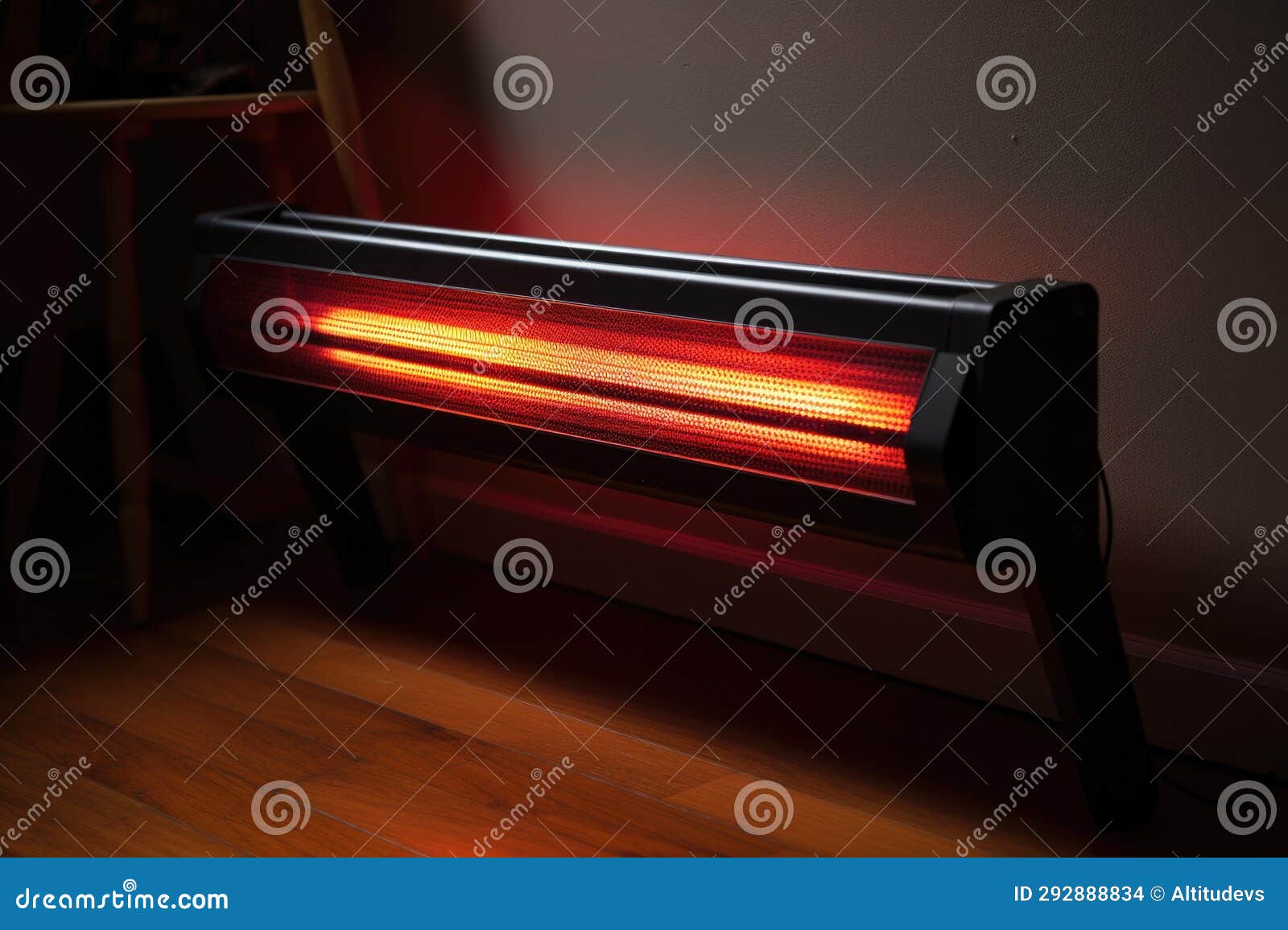 An Infrared Heater Glowing Red in a Dark Room Stock Photo - Image of ...