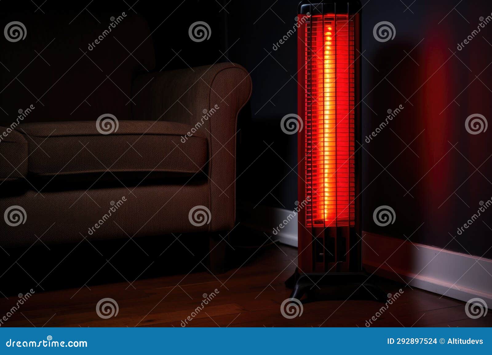An Infrared Heater Glowing Red in a Dark Room Stock Photo - Image of ...