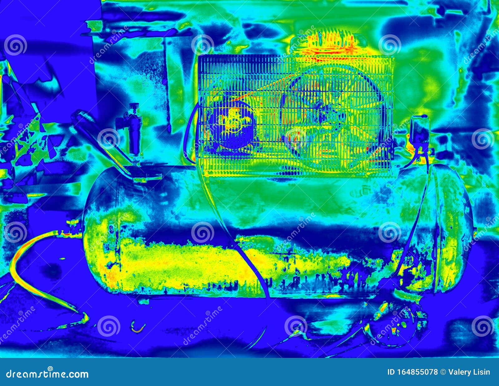 Infrared Image of Air Compressor Stock Photo - Image of house, power ...