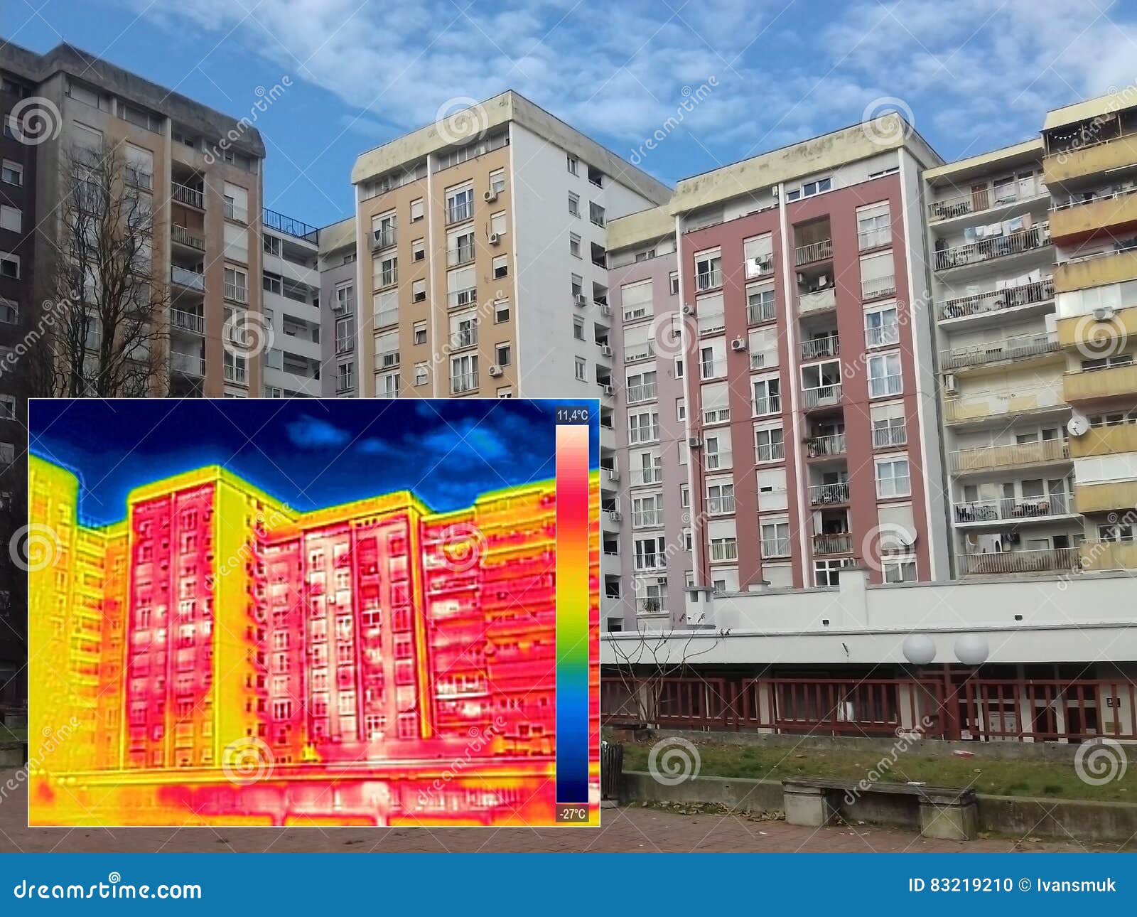 Infrared and Real Image Showing Lack of Thermal Insulation Stock Photo ...