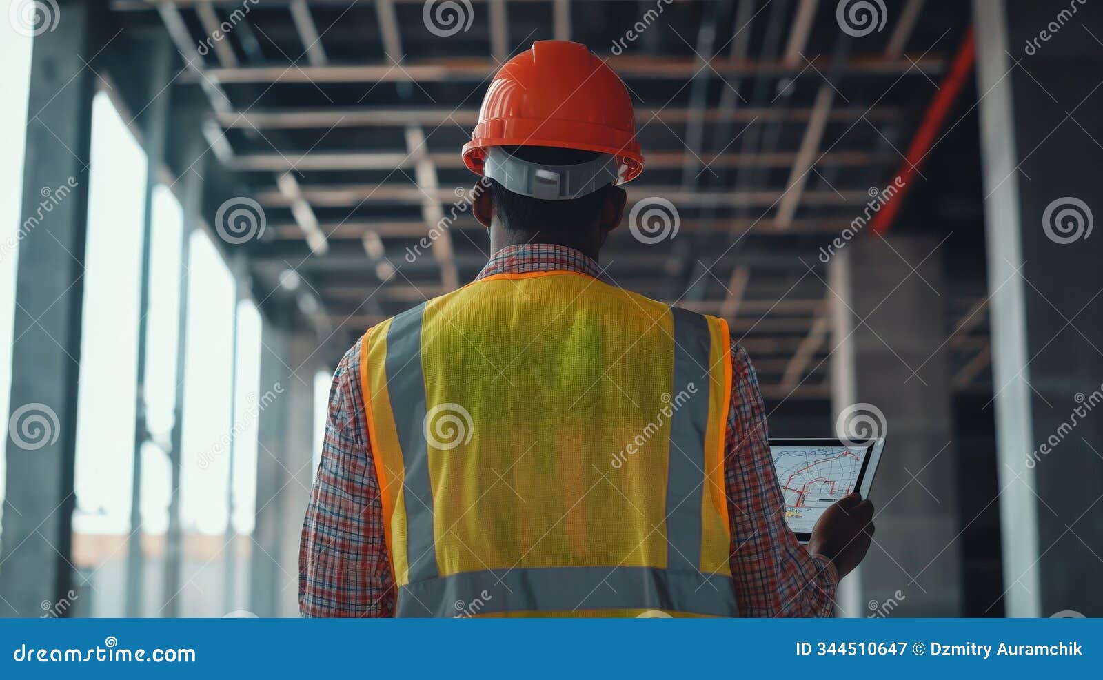 An Infrared Tablet is Used by the Worker at the Construction Site To ...