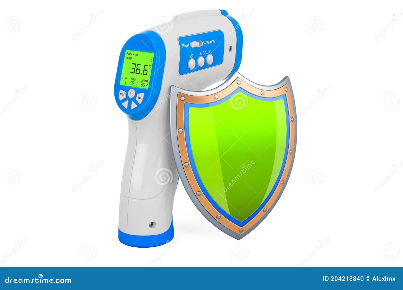 Infrared Thermometer Non-contact with Shield, 3D Rendering Stock ...