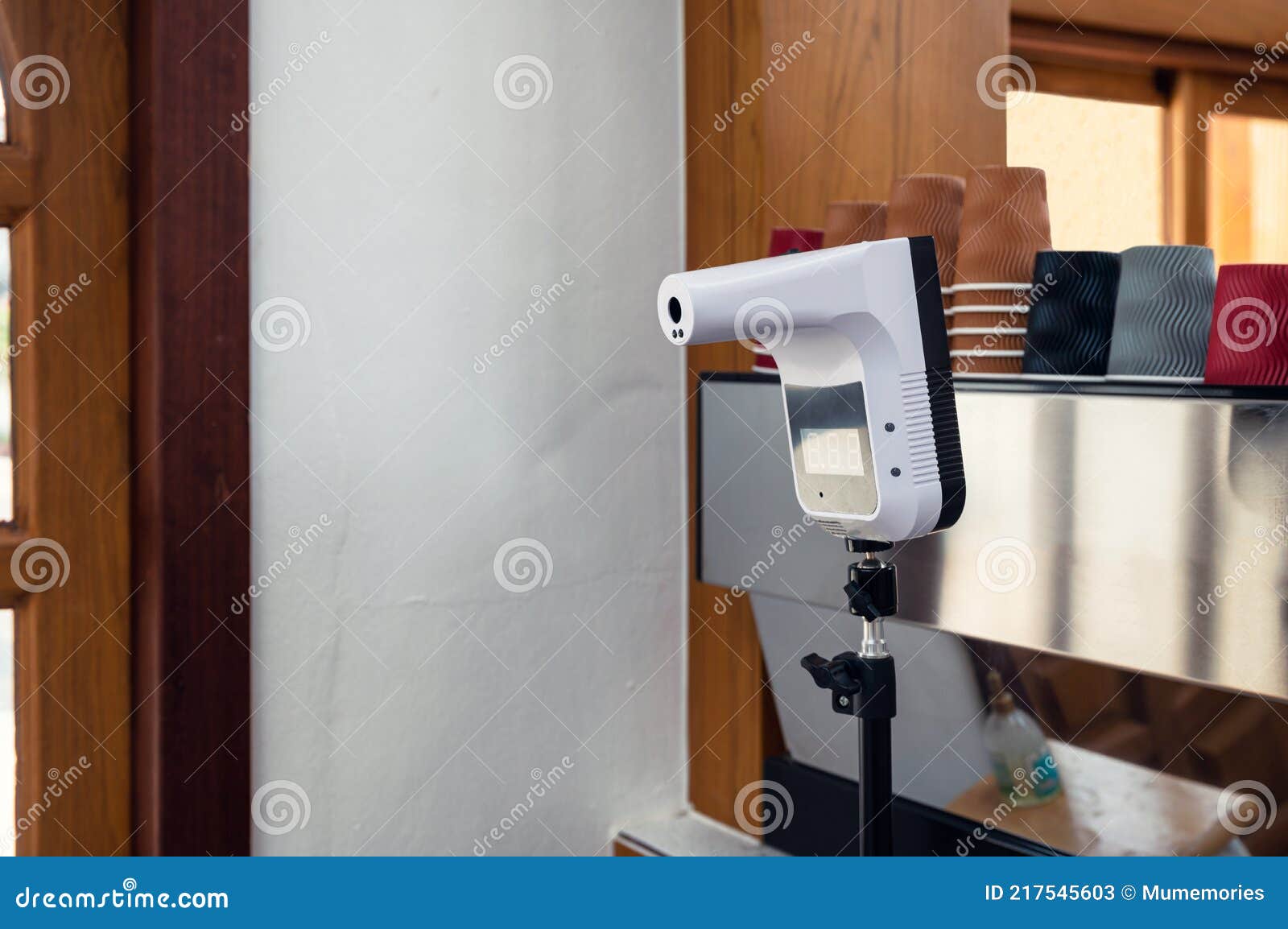 Infrared Thermometer of Touchless Setting on Front of Counter Store ...