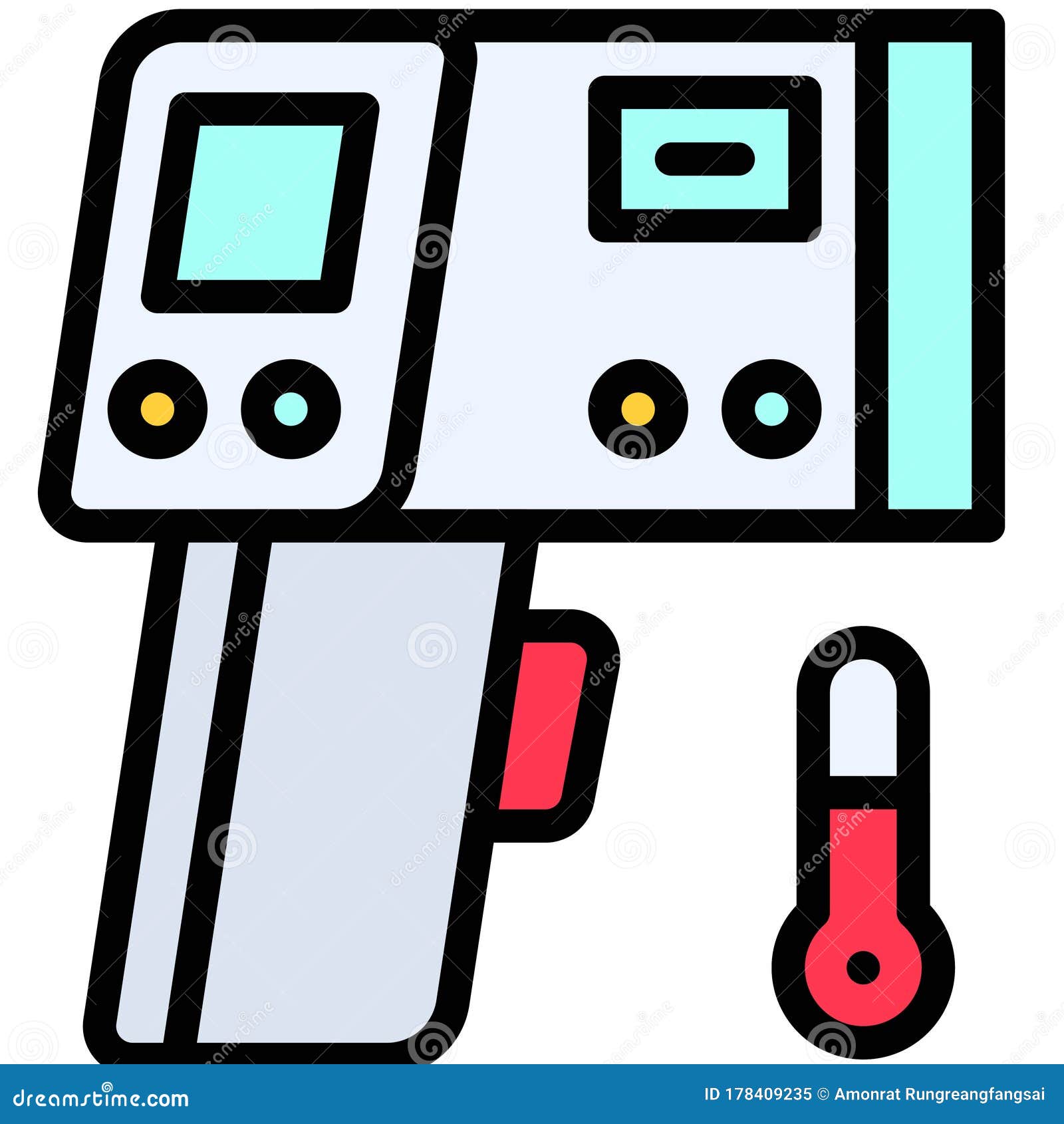 Infrared Thermometer Vector Illustration, Filled Style Icon Stock ...