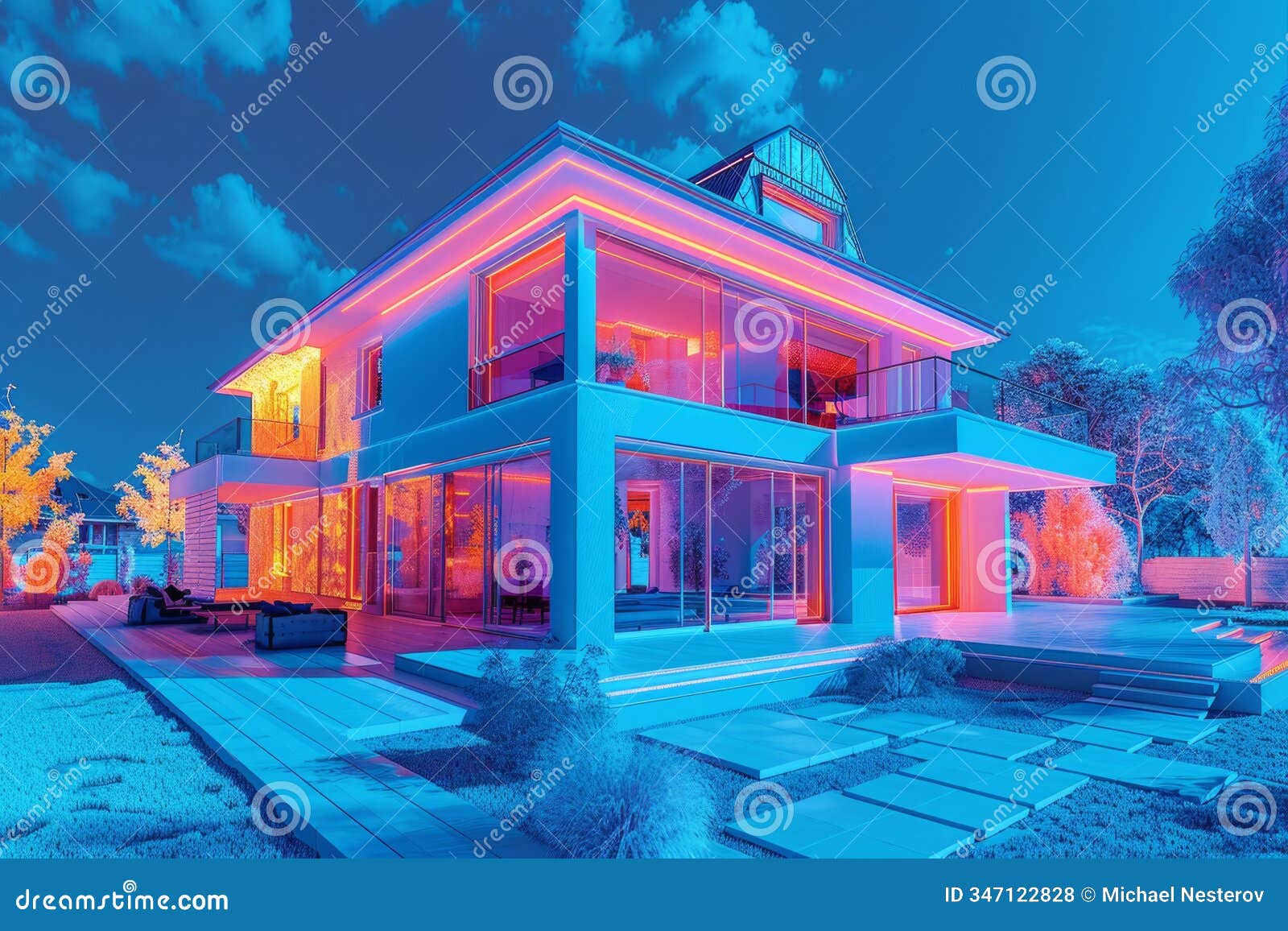 Infrared Thermovision Image of Home Stock Photo - Image of technology ...