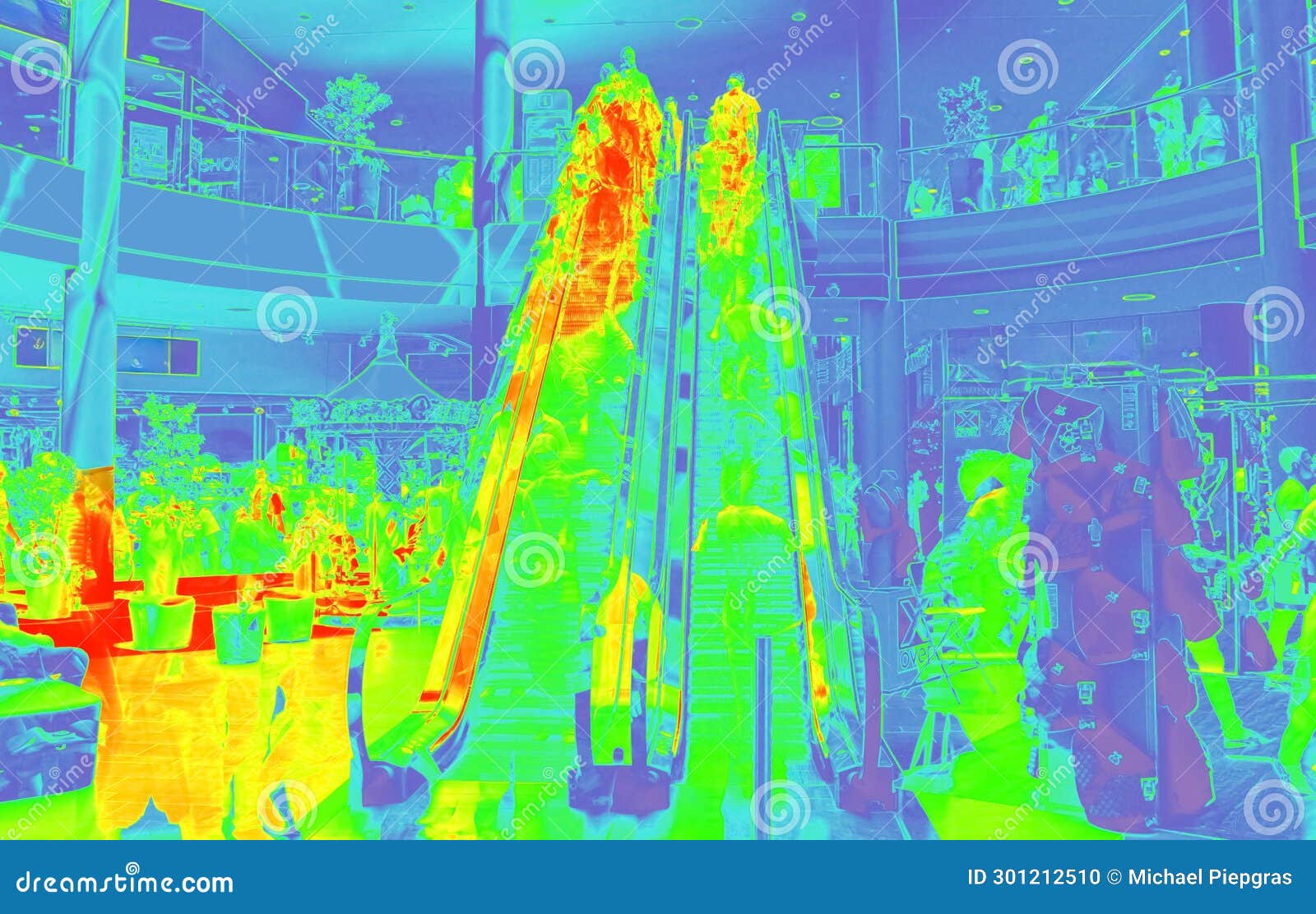 Infrared View of Fast Moving People in a Shopping Area - Motion ...
