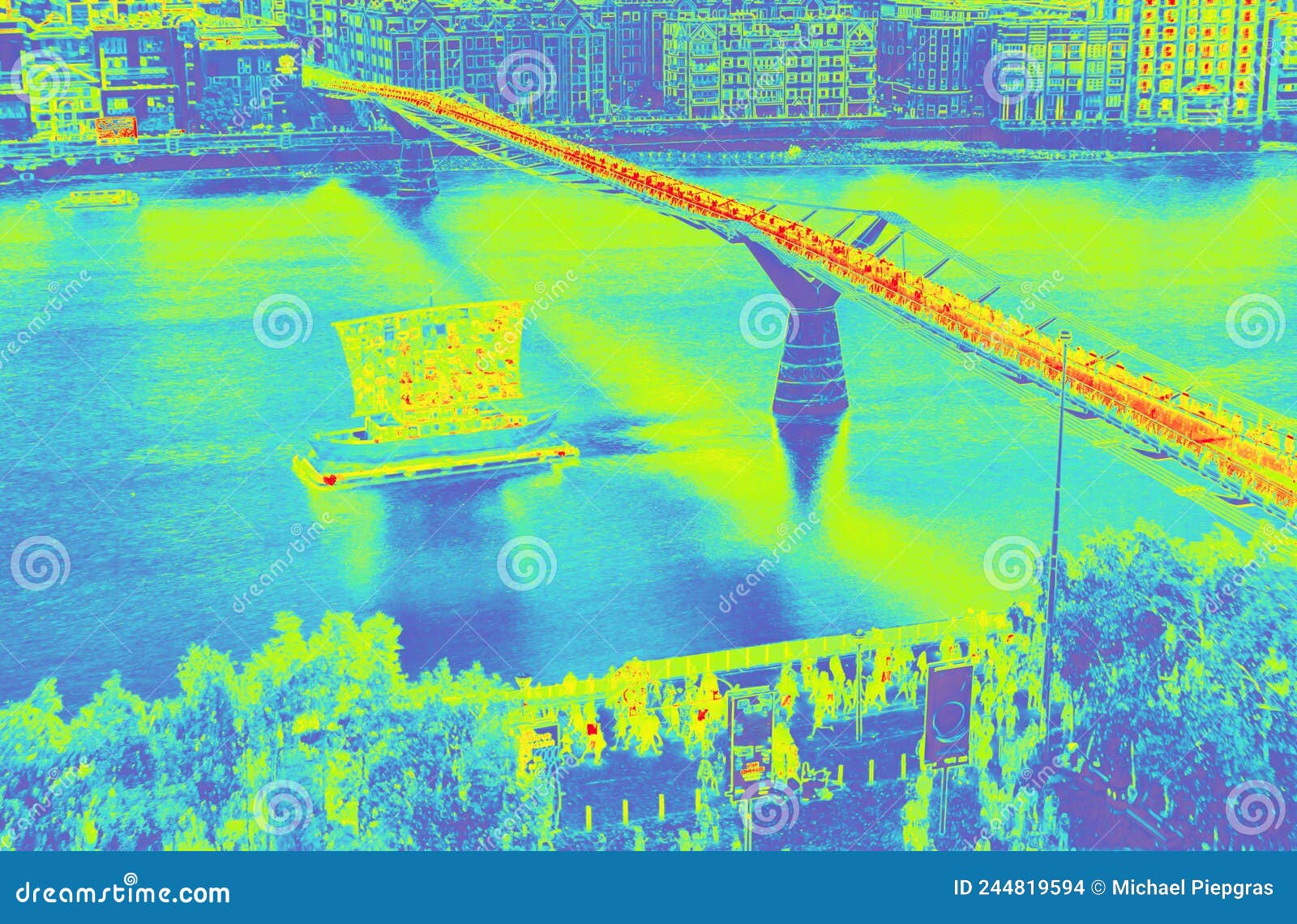 Infrared View of Heavy Fast Moving Traffic - Motion Infrared Map Stock ...