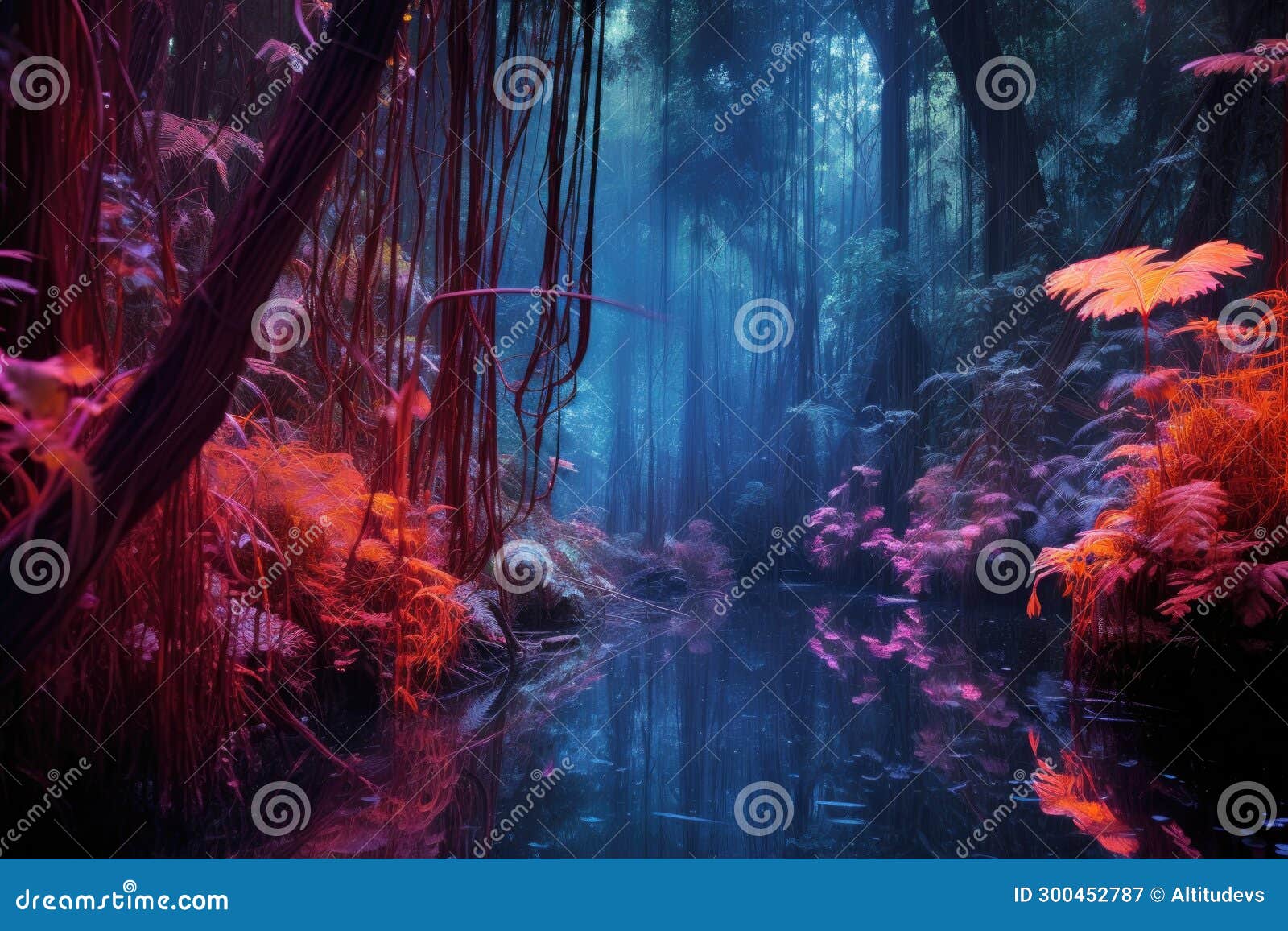 Infrared View of a Jungle at Dusk with Fireflies Stock Image - Image of ...