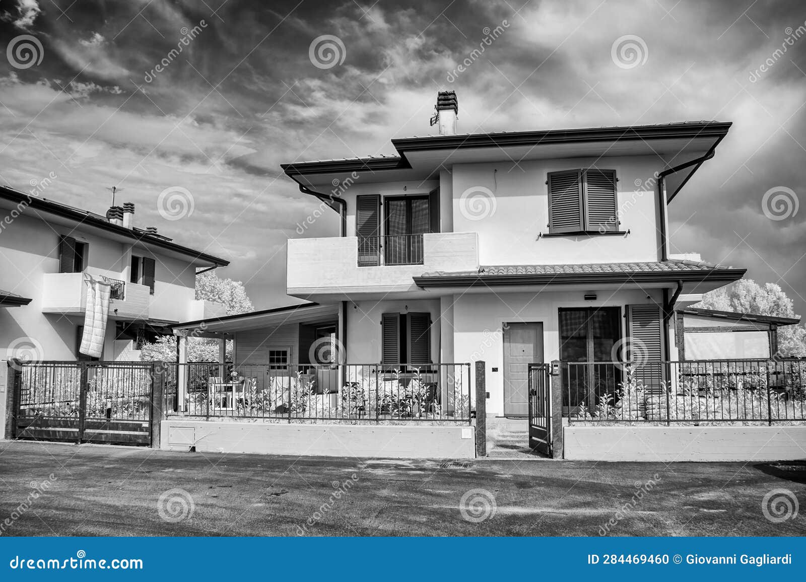 Infrared View of a Modern House Exterior Stock Photo - Image of green ...