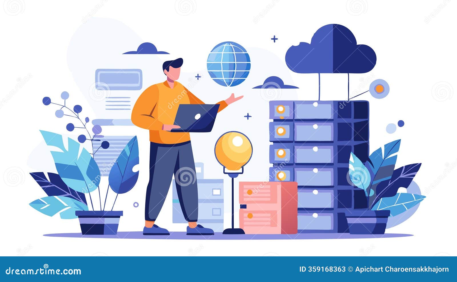 Virtualization Technical Team Data Center Vector | CartoonDealer.com #329928701