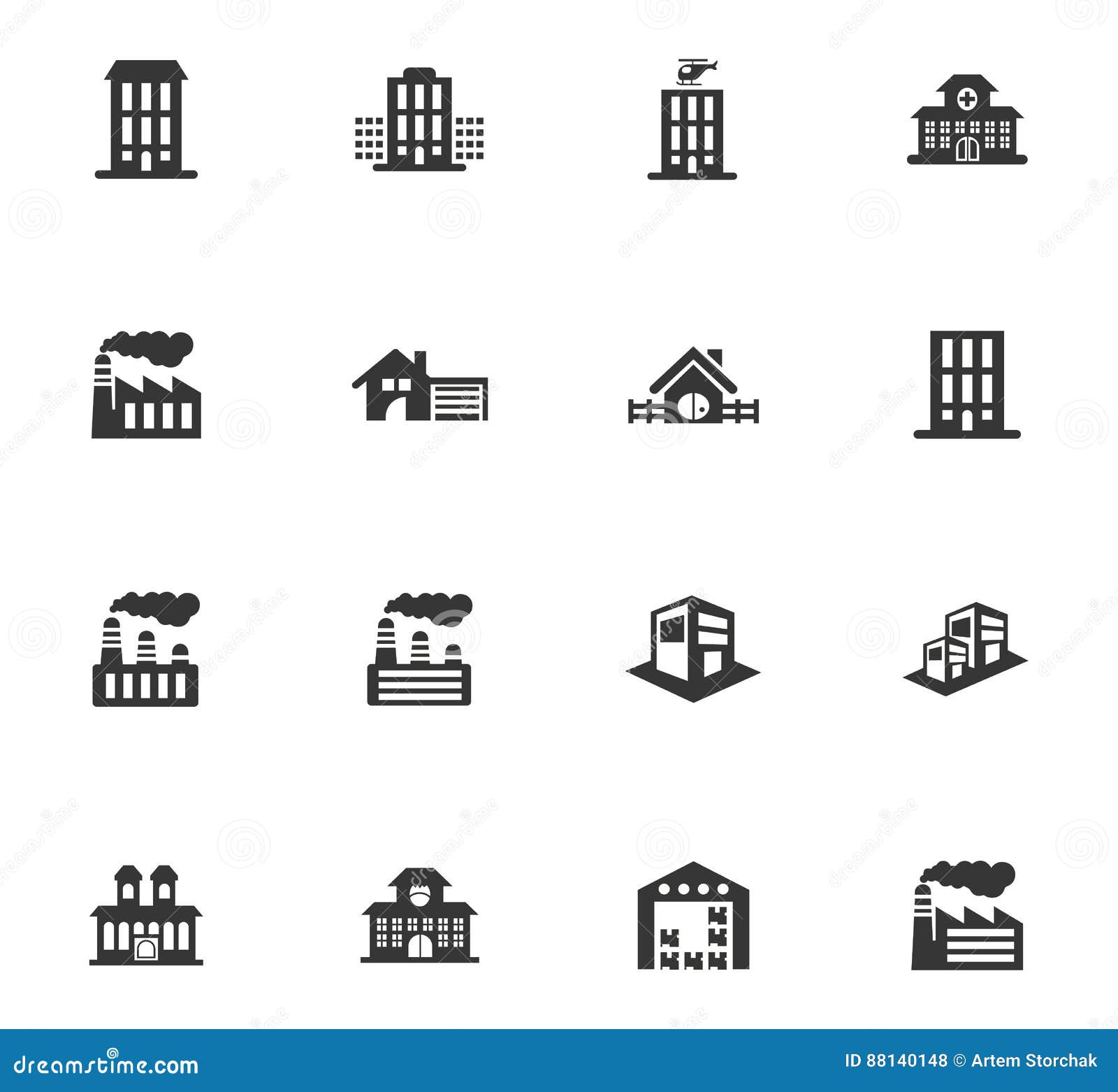 Infrastructure City Icons Set Stock Vector - Illustration of cafe ...
