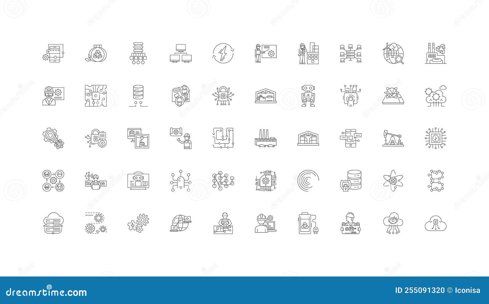 Infrastructure Concept Illustration, Linear Icons, Line Signs Set ...