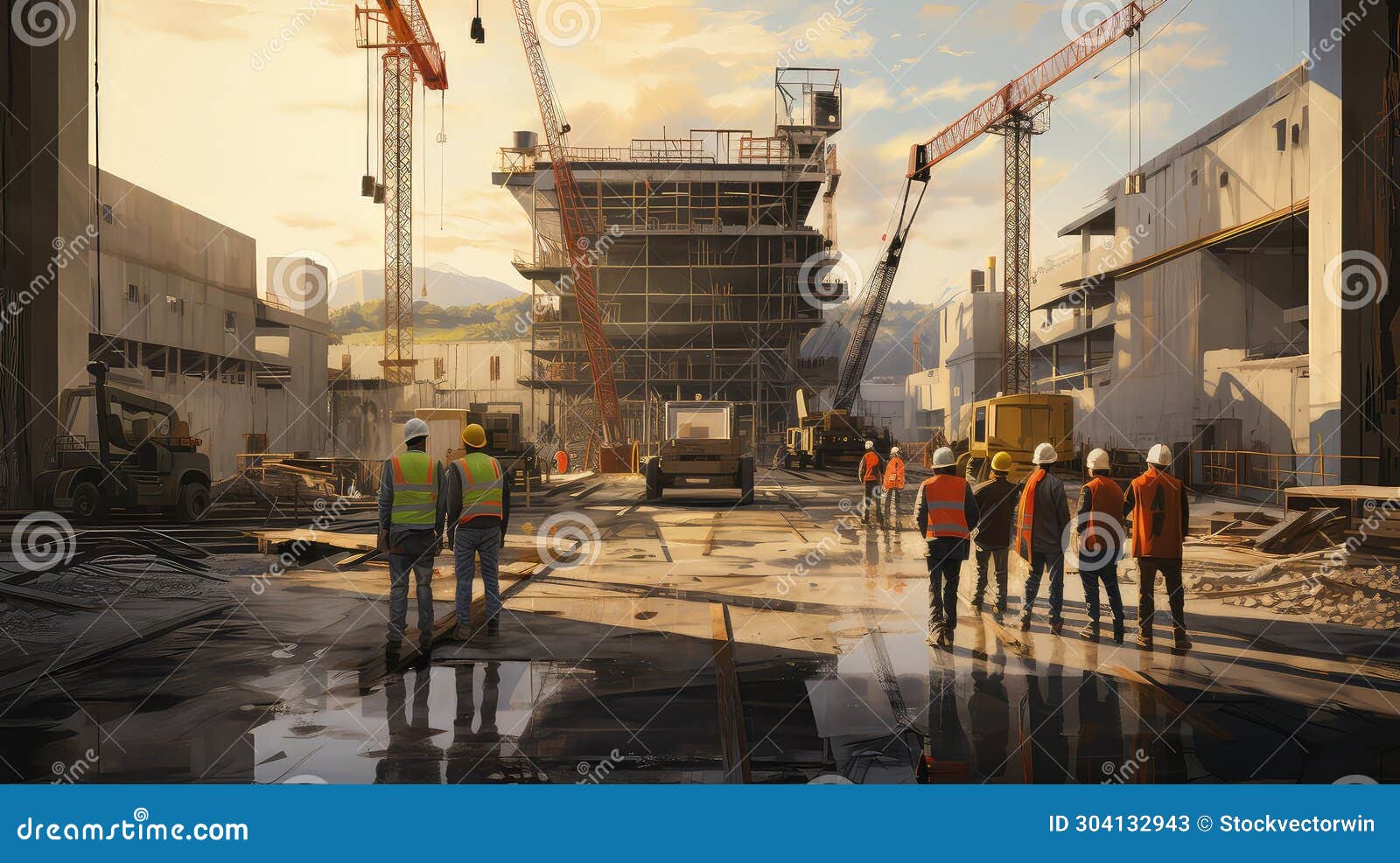 Infrastructure Concrete Industrial Background Stock Illustration ...
