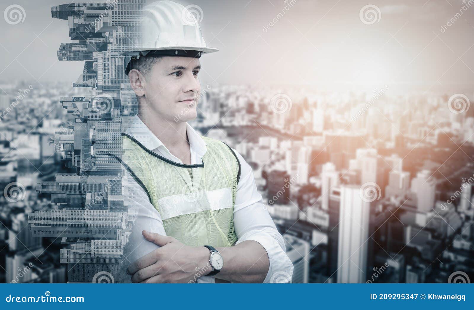 Infrastructure Construction Building and Engineering Futuristic Concept ...