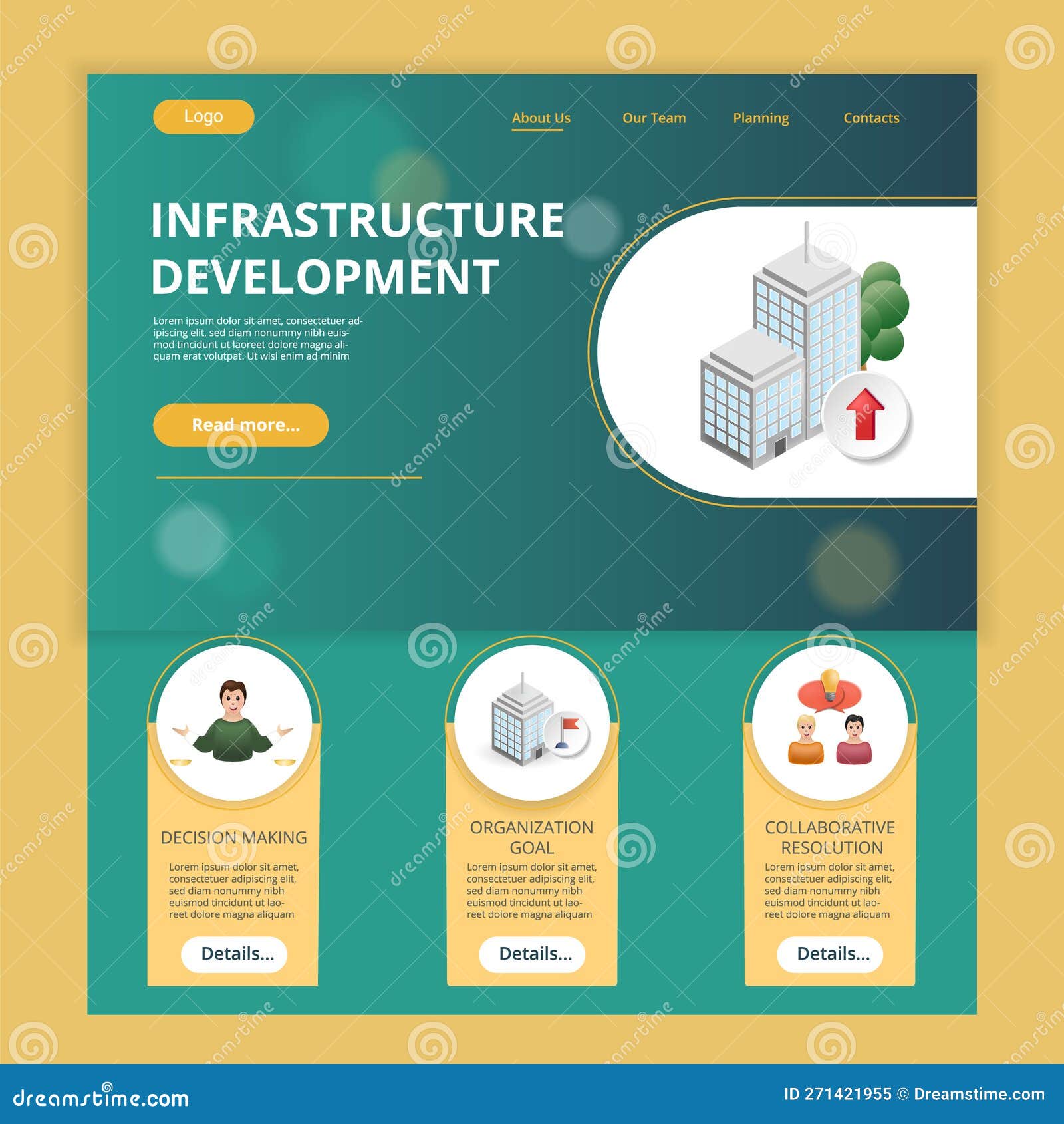 Infrastructure Development Flat Landing Page Website Template. Decision ...