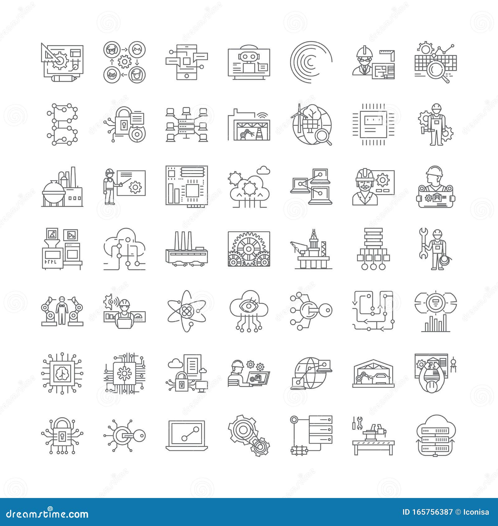 Infrastructure Development Linear Icons, Signs, Symbols Vector Line ...
