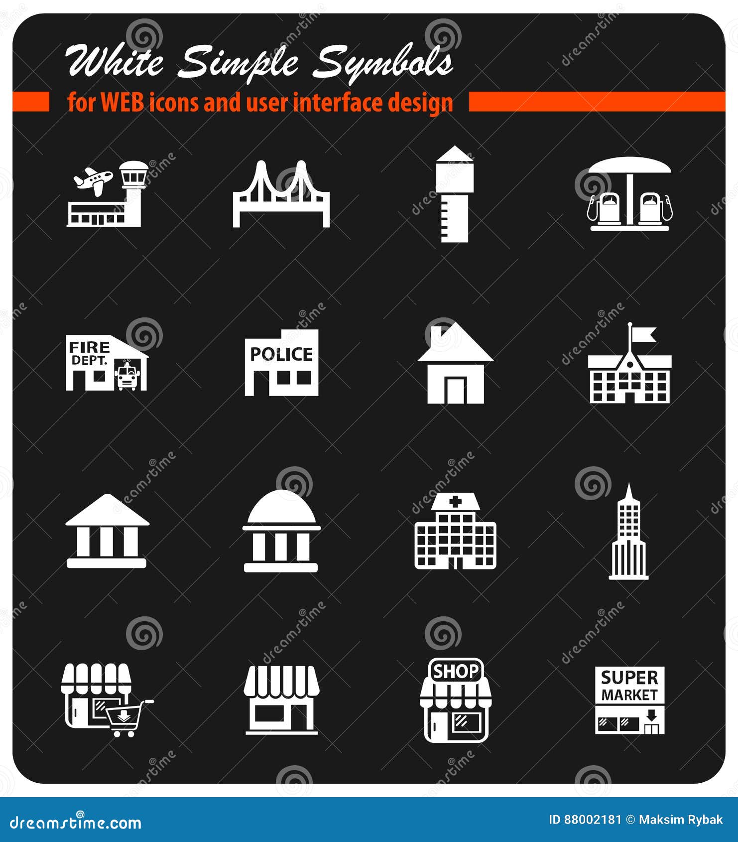 Infrastructure icon set stock vector. Illustration of school - 88002181