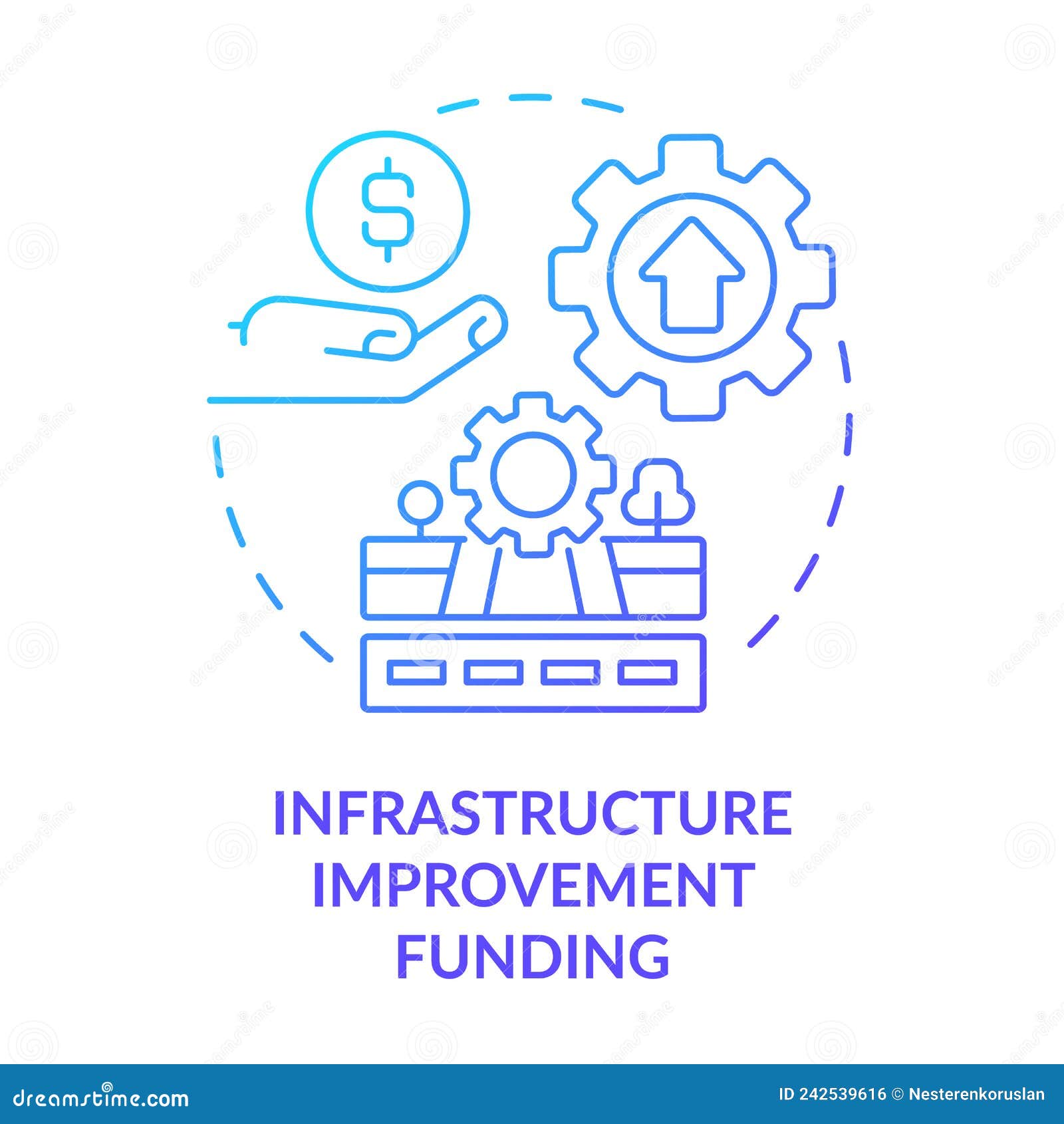 Infrastructure Improvement Line Icons Collection. Development, Upgrades ...