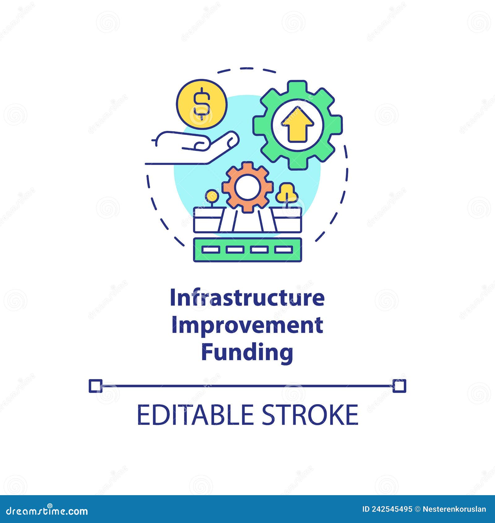 Infrastructure Improvement Line Icons Collection. Development, Upgrades ...