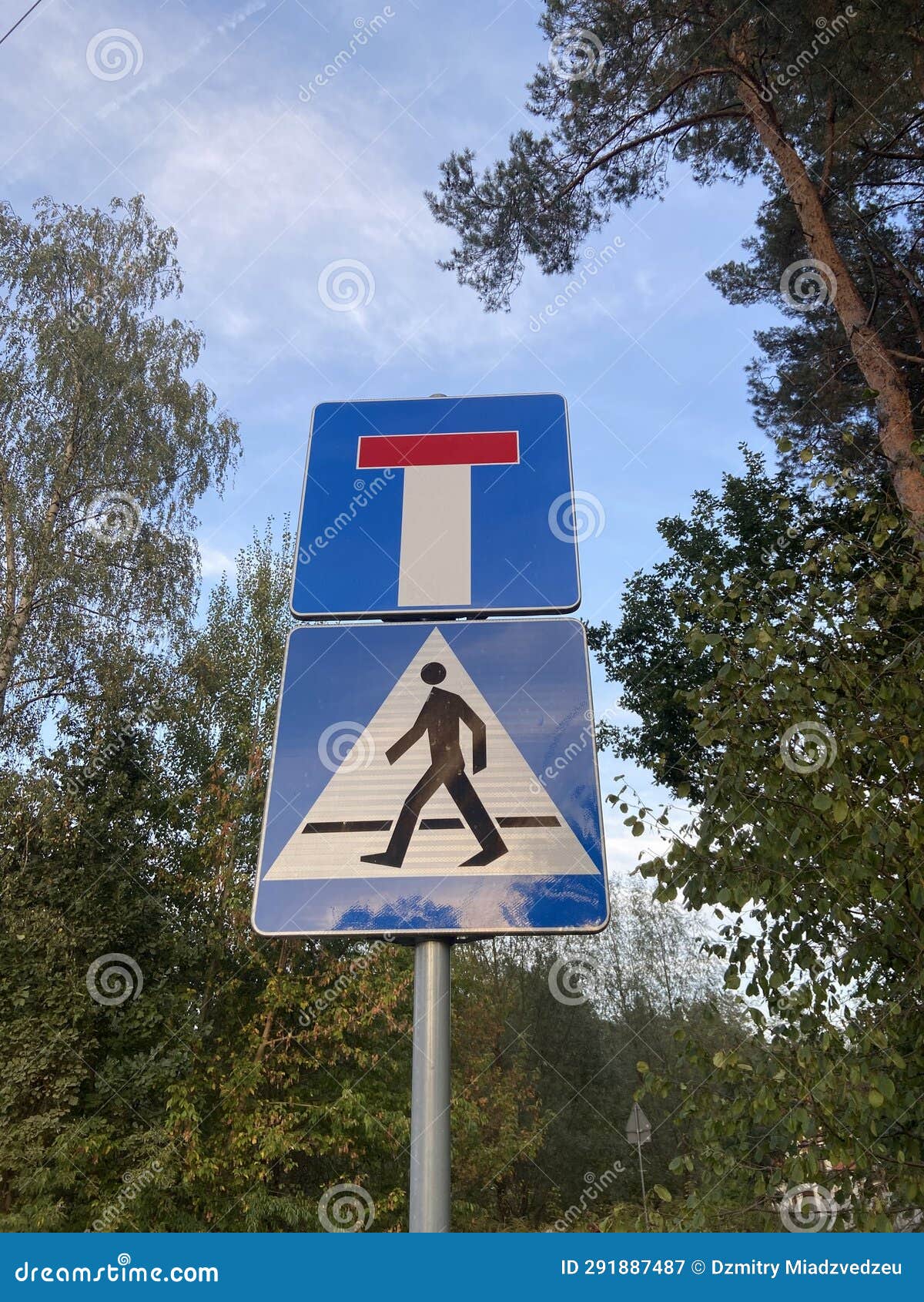Road Signs. Crosswalk and Dead End Stock Image - Image of informations ...