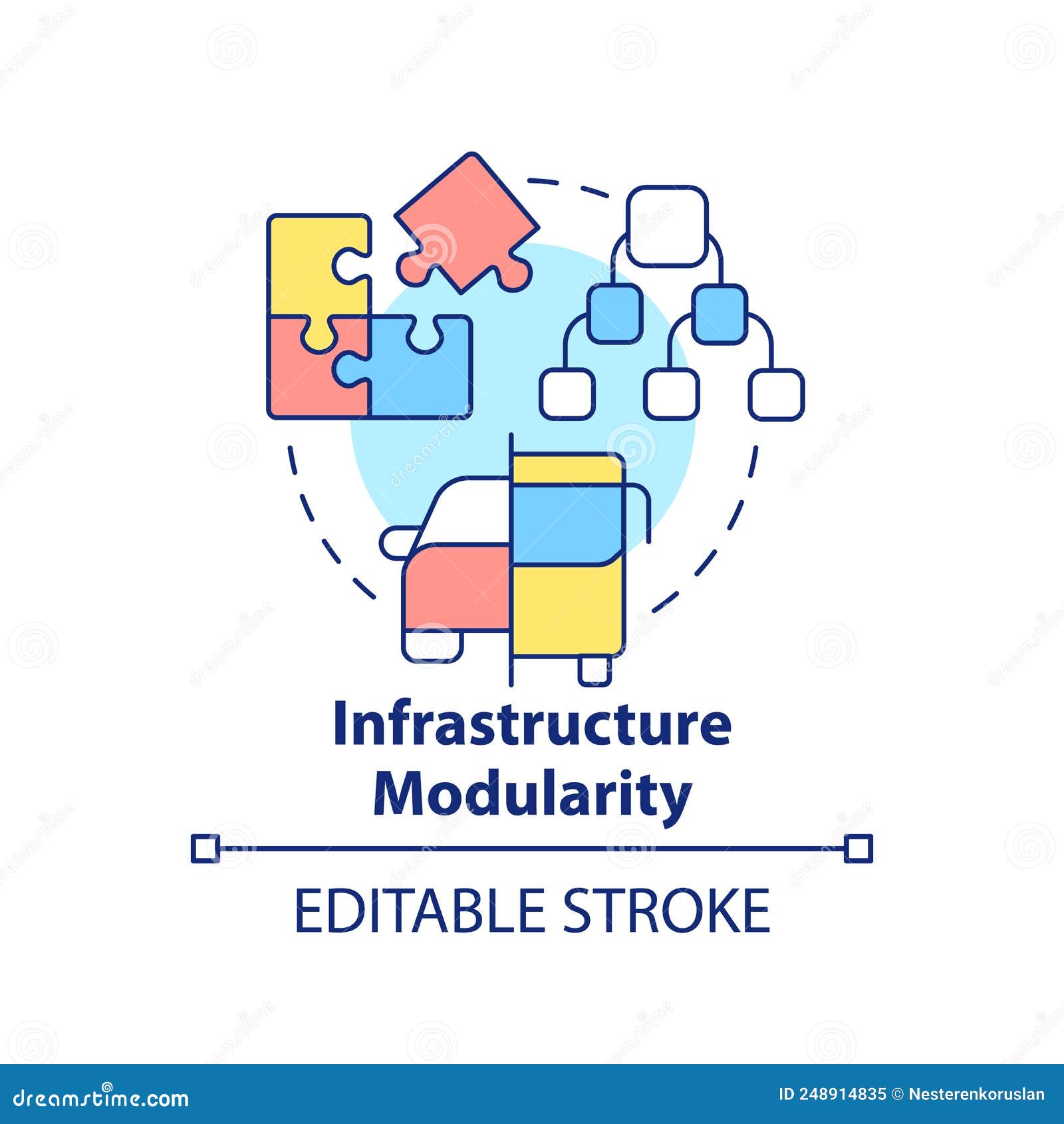Infrastructure Modularity Blue Gradient Concept Icon Cartoon Vector ...