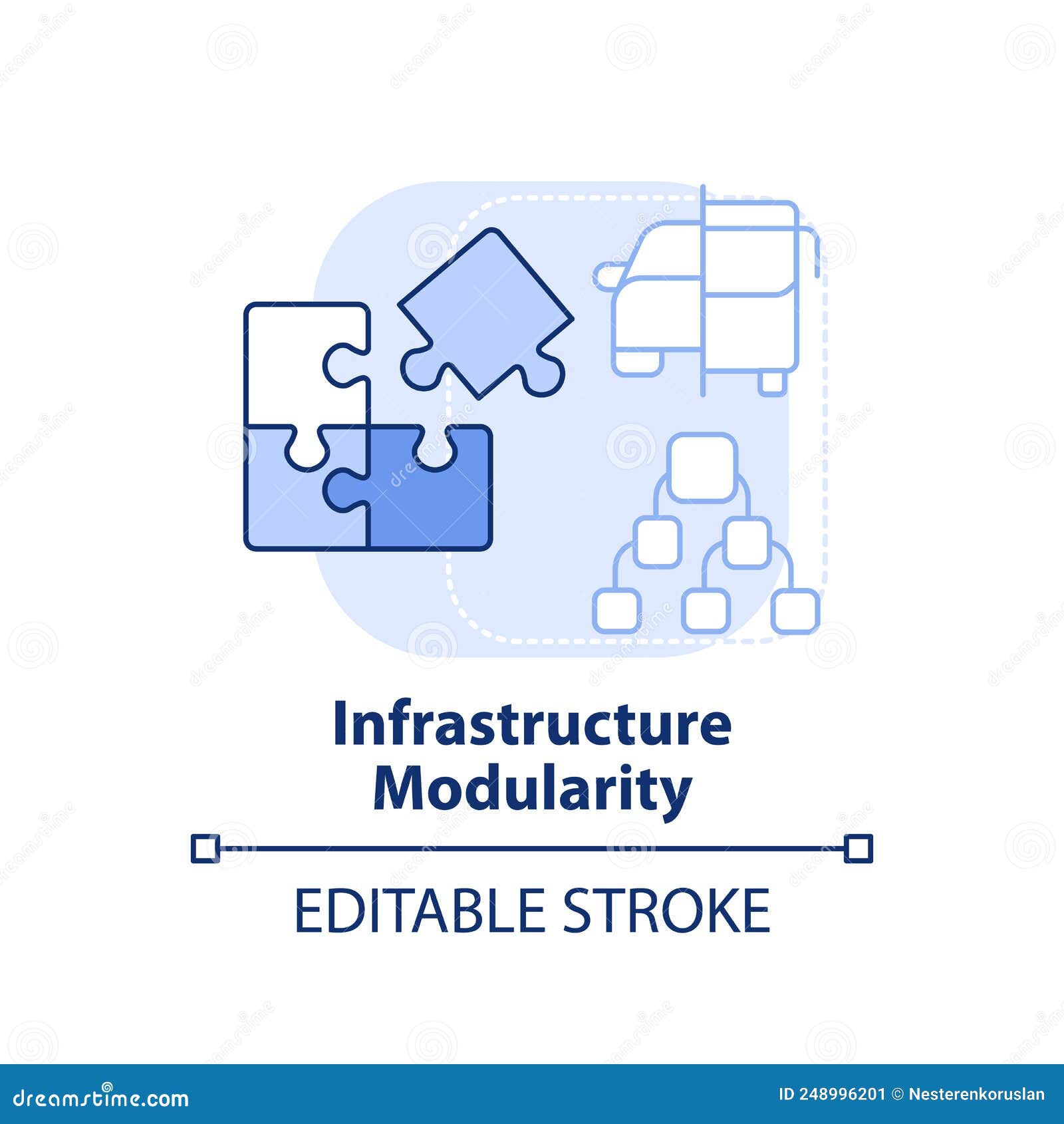 Infrastructure Modularity Blue Gradient Concept Icon Cartoon Vector | CartoonDealer.com #249058035