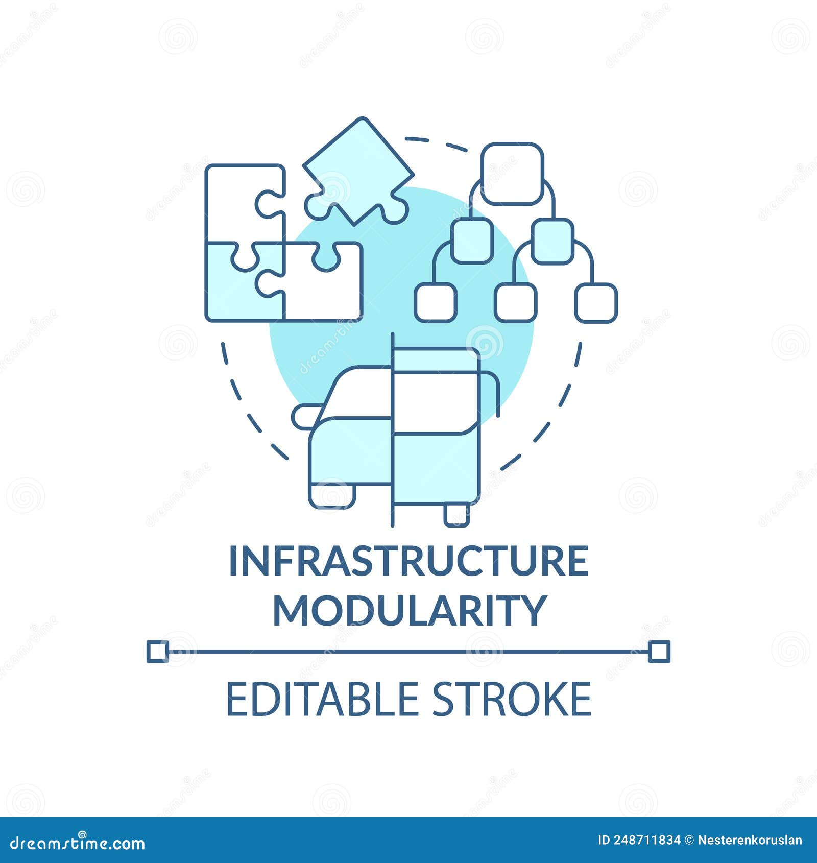 Infrastructure Modularity Blue Gradient Concept Icon Cartoon Vector ...