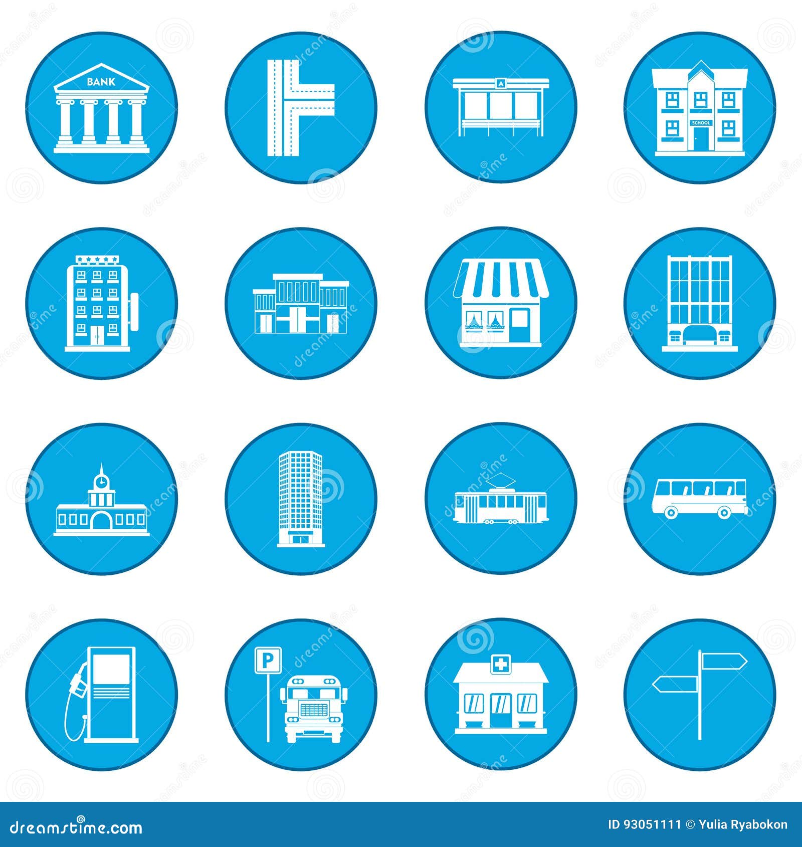 Infrastructure Set Icon Blue Stock Vector - Illustration of real, port ...