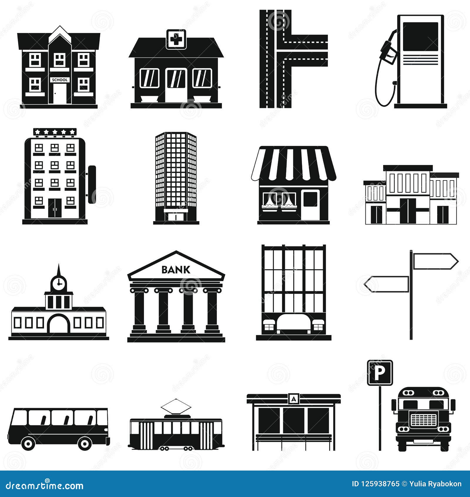 Infrastructure set icons stock illustration. Illustration of bike ...