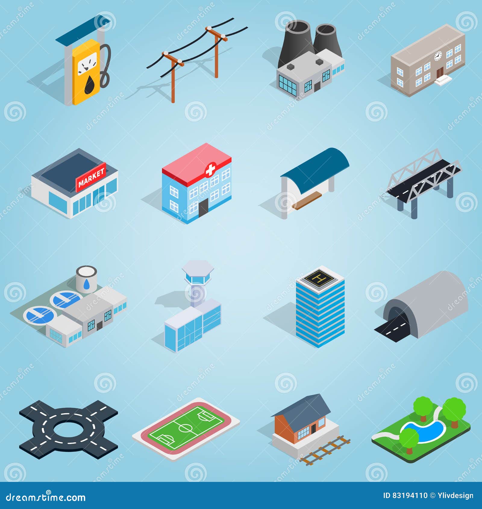 Infrastructure Set Icons, Isometric 3d Style Stock Vector ...