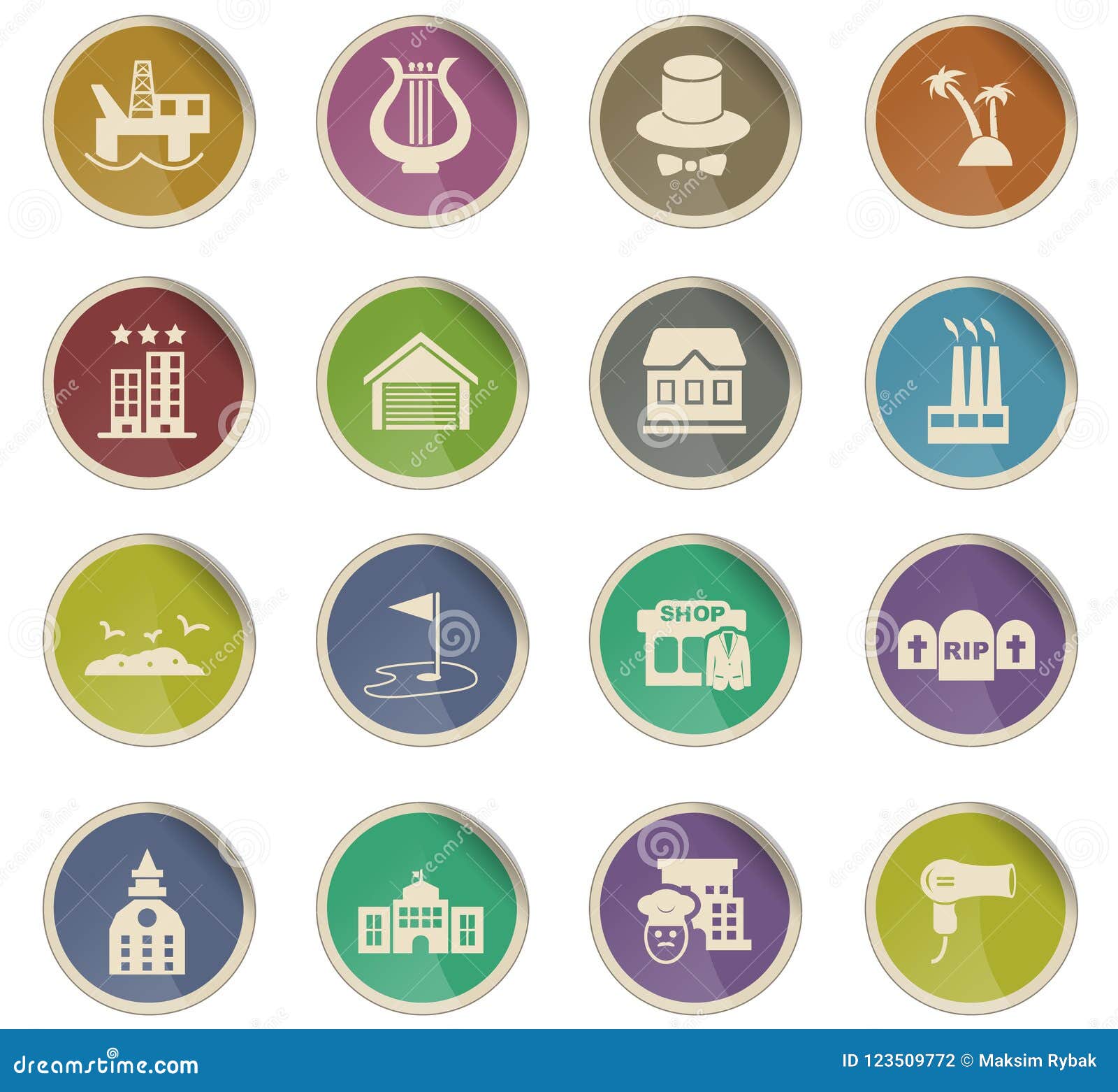 Infrastructure icon set stock vector. Illustration of trees - 123509772