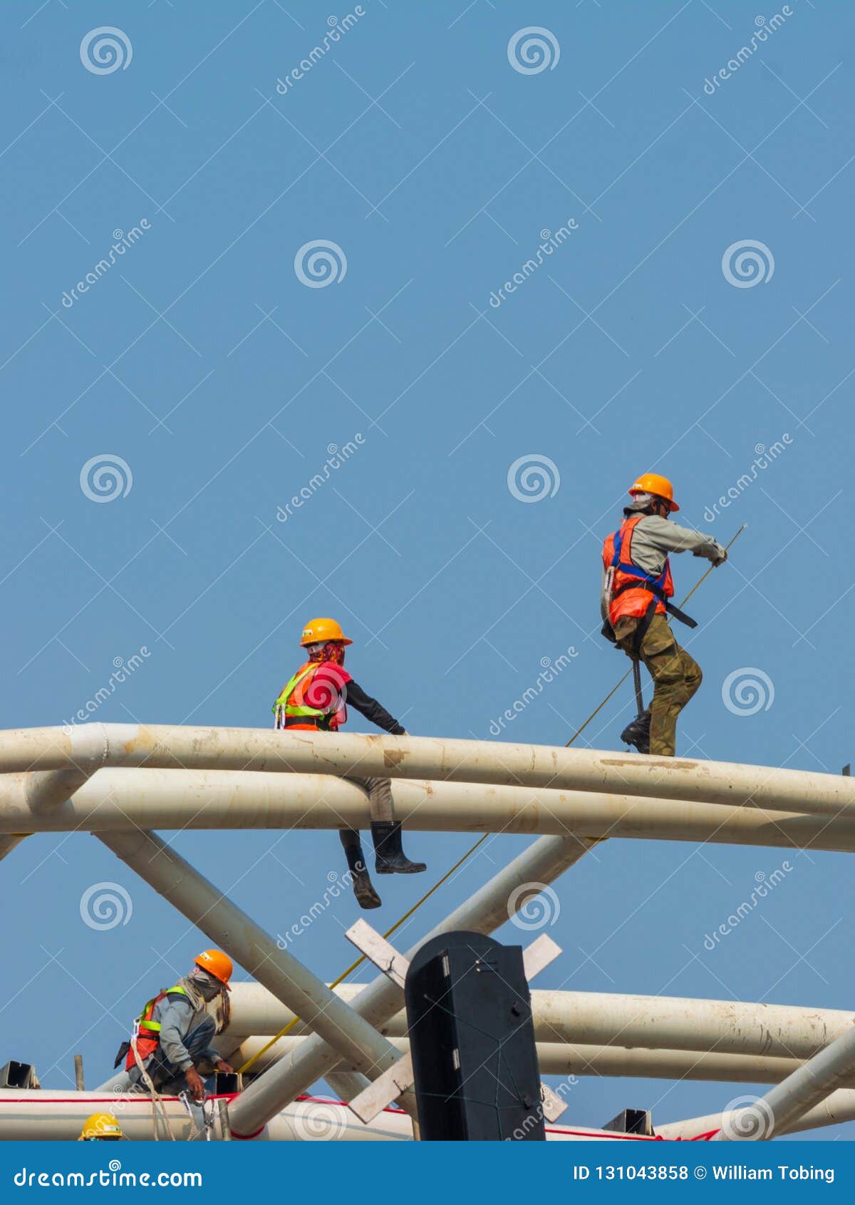 Infrastructure workers editorial stock photo. Image of jakarta - 131043858