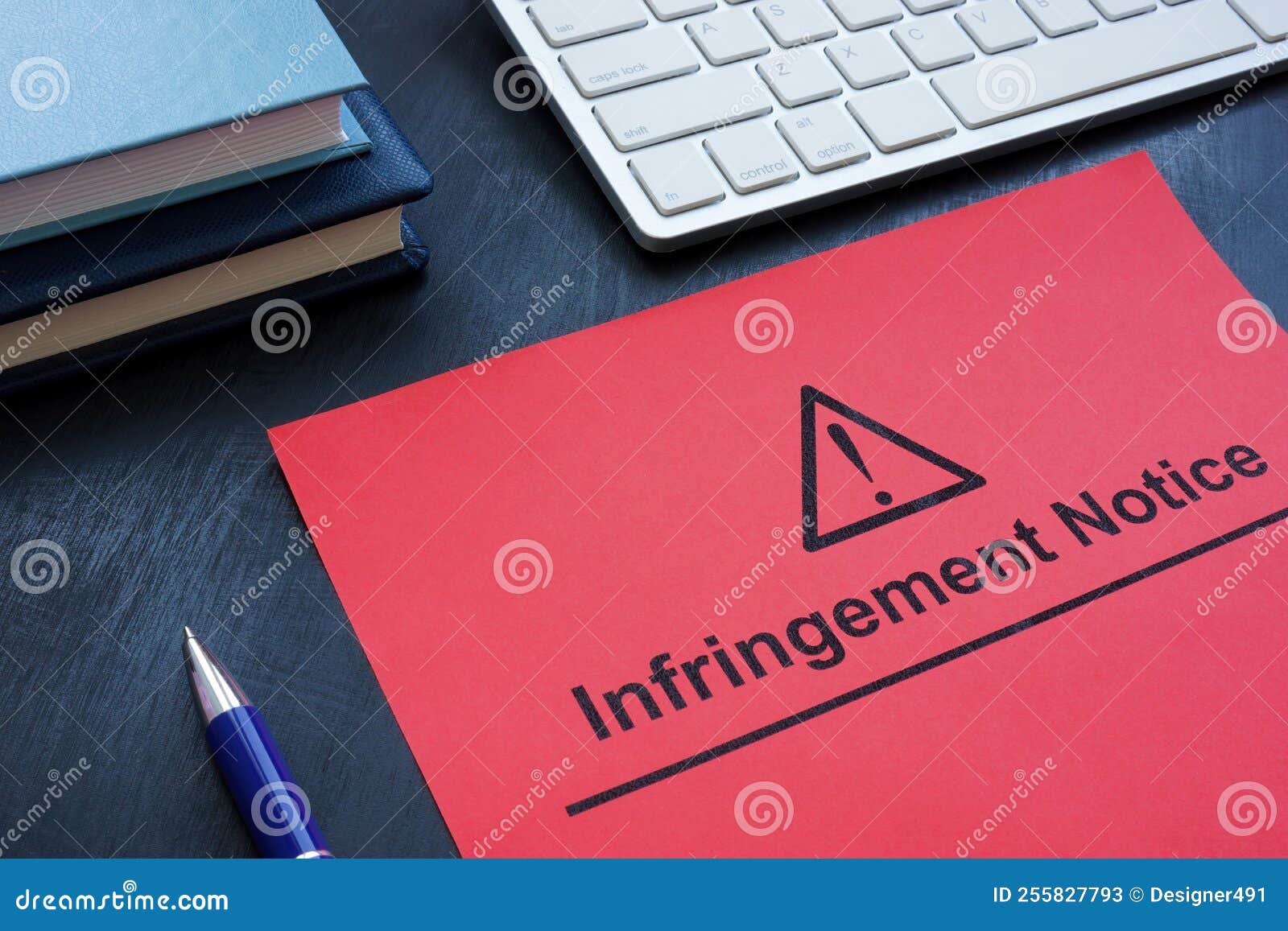 Infringement Notice Near a Keyboard and Notepads. Stock Image - Image ...