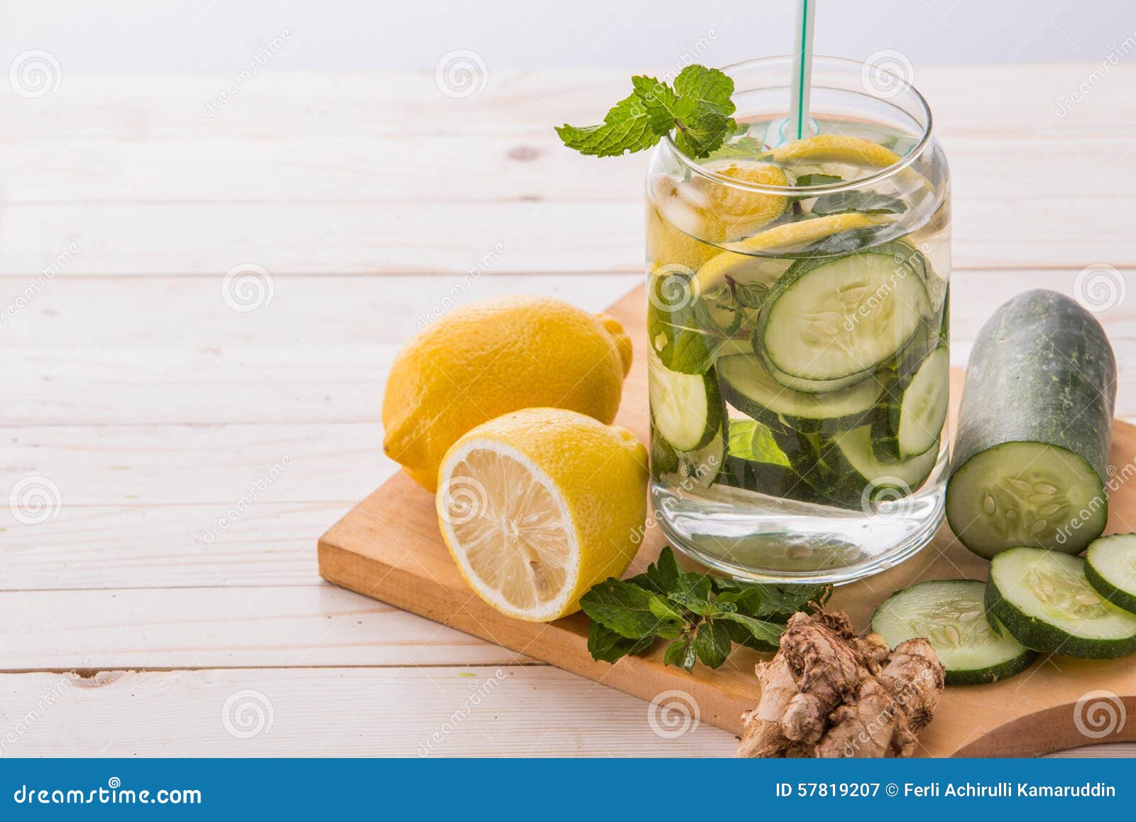 Infused Water Mix of Cucumber and Lemon Stock Image - Image of fresh ...
