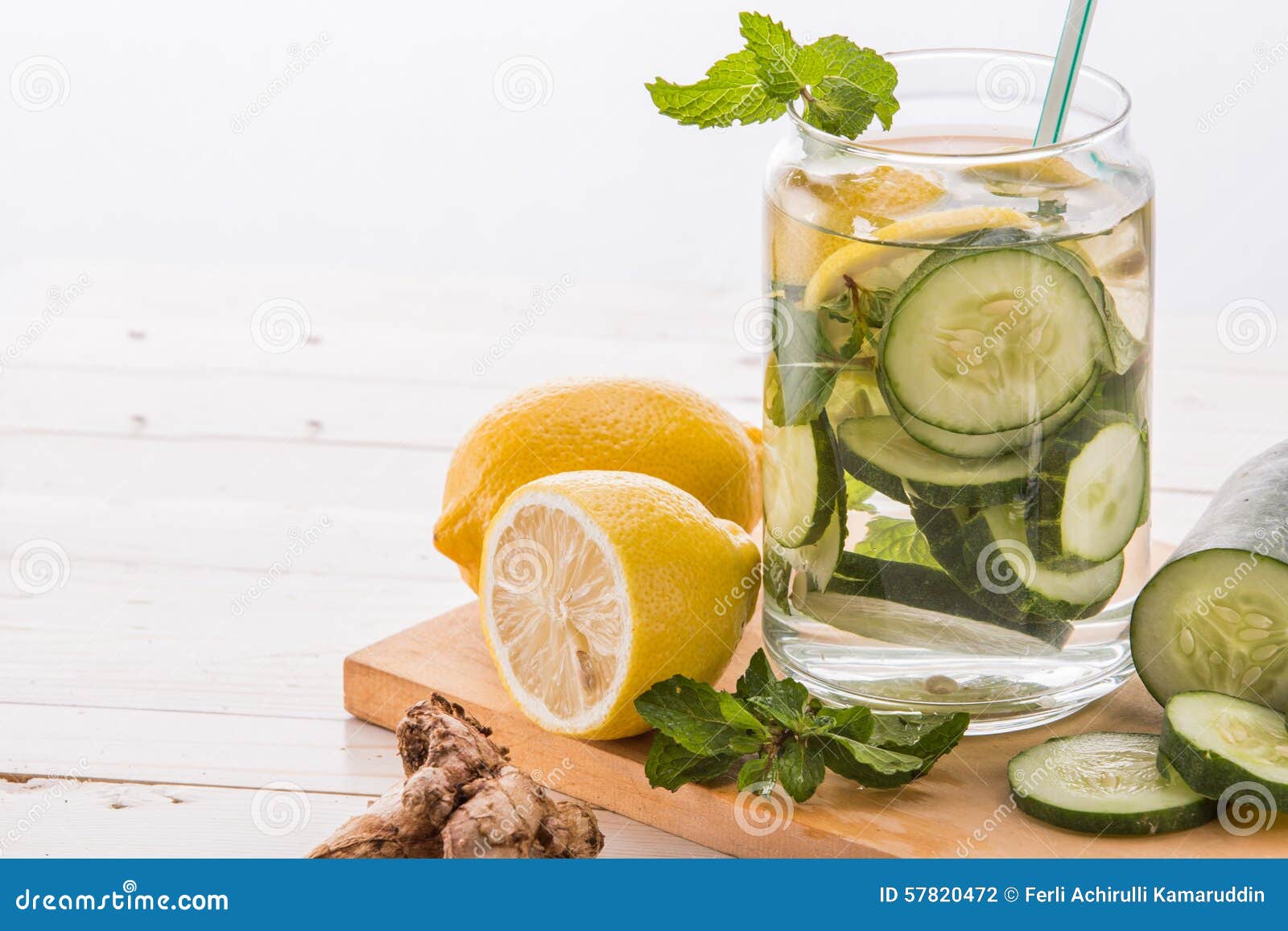 Infused Water Mix of Cucumber and Lemon Stock Photo - Image of beverage ...