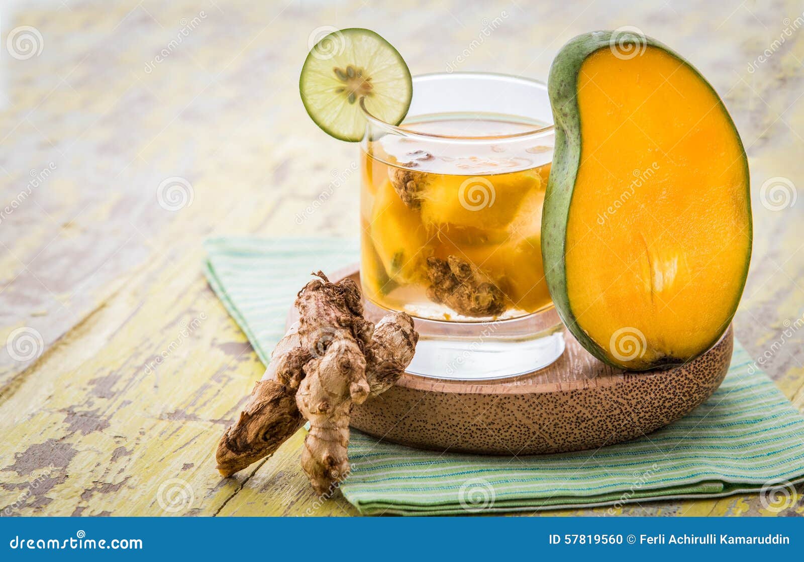 Infused Water Mix of Mango, and Ginger Stock Photo - Image of green ...