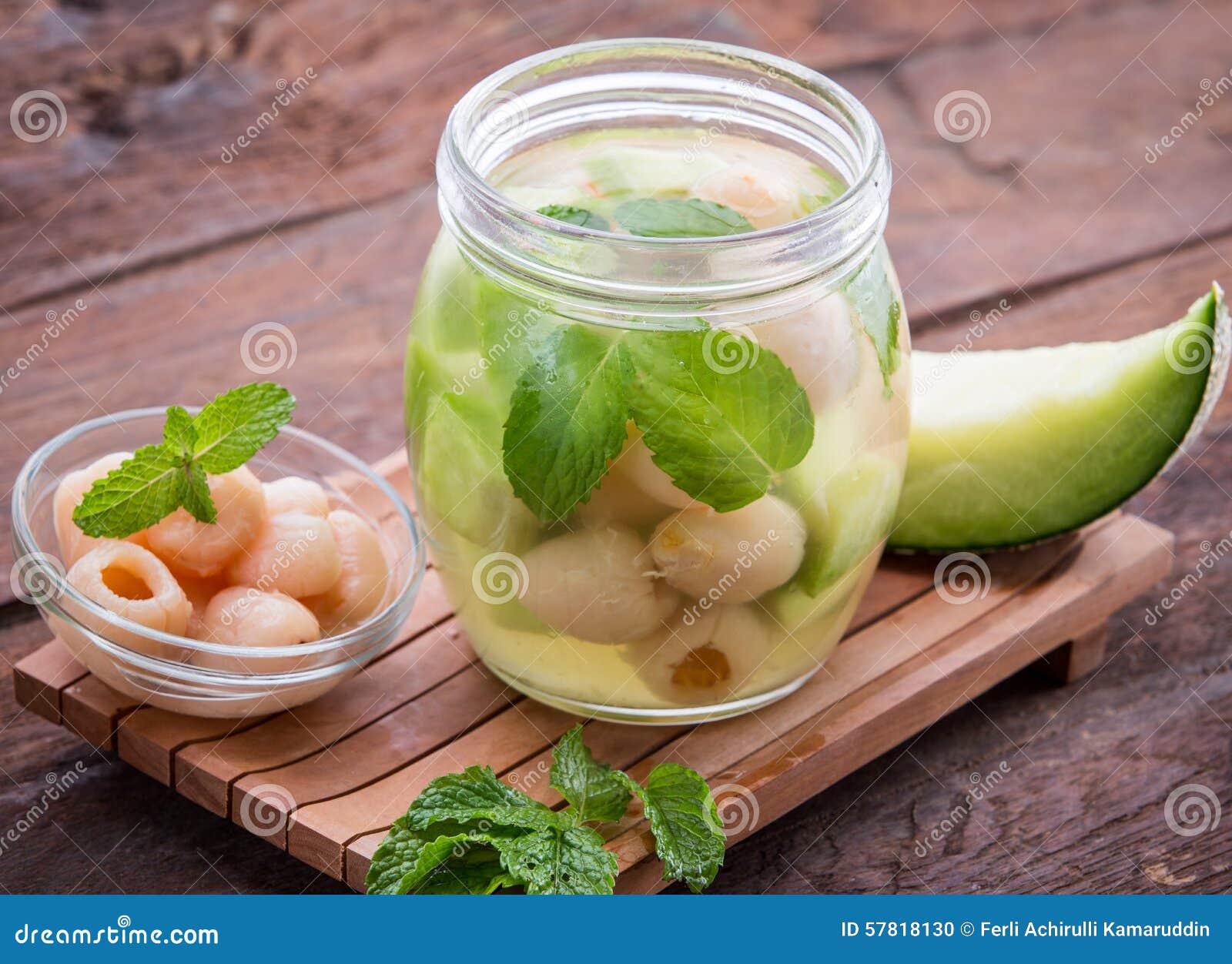 Infused Water Mix of Melon and Lychees Stock Photo - Image of infuse ...