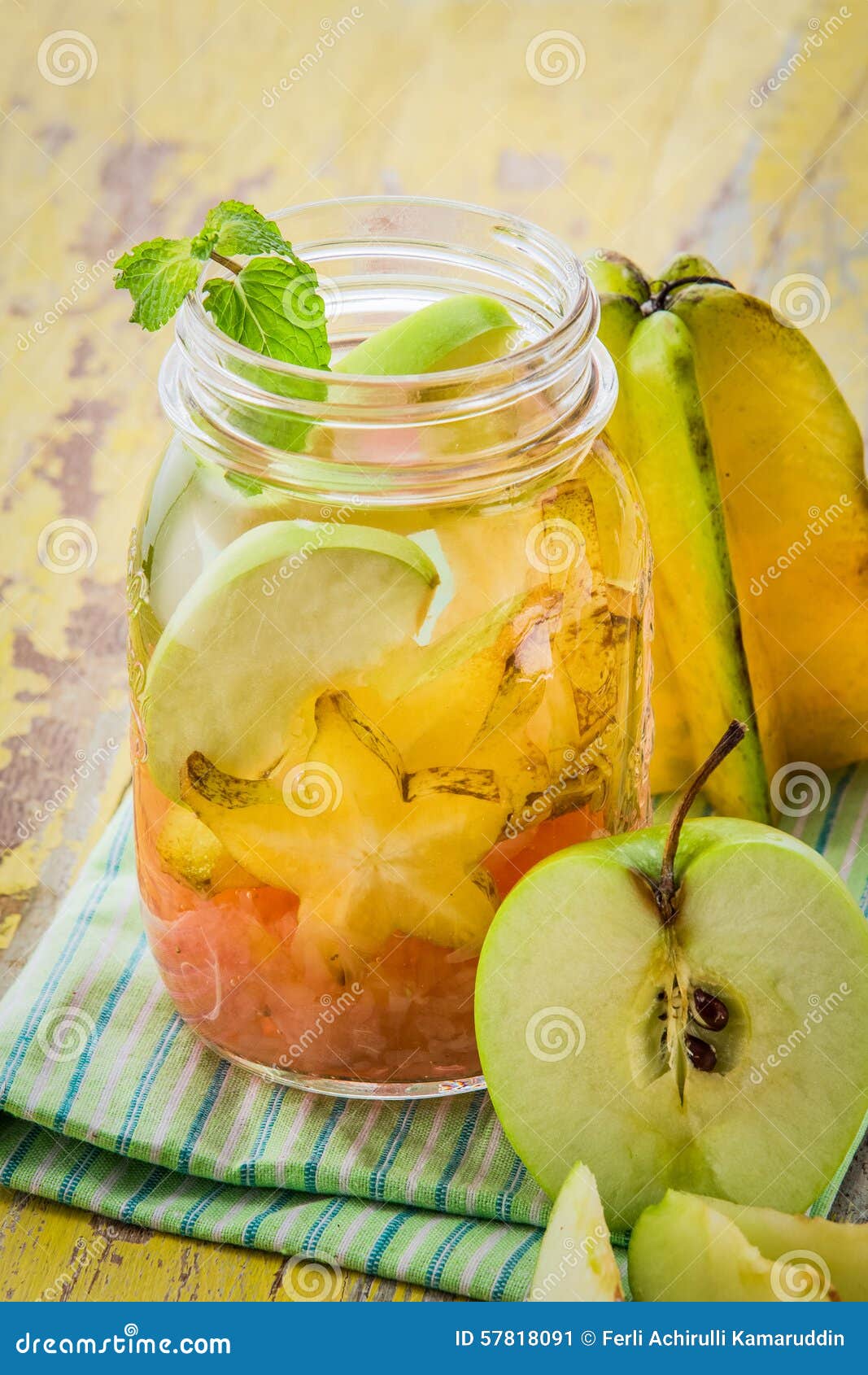 Infused Water Mix of Starfruit, Grapefruit, and Apple Stock Image ...