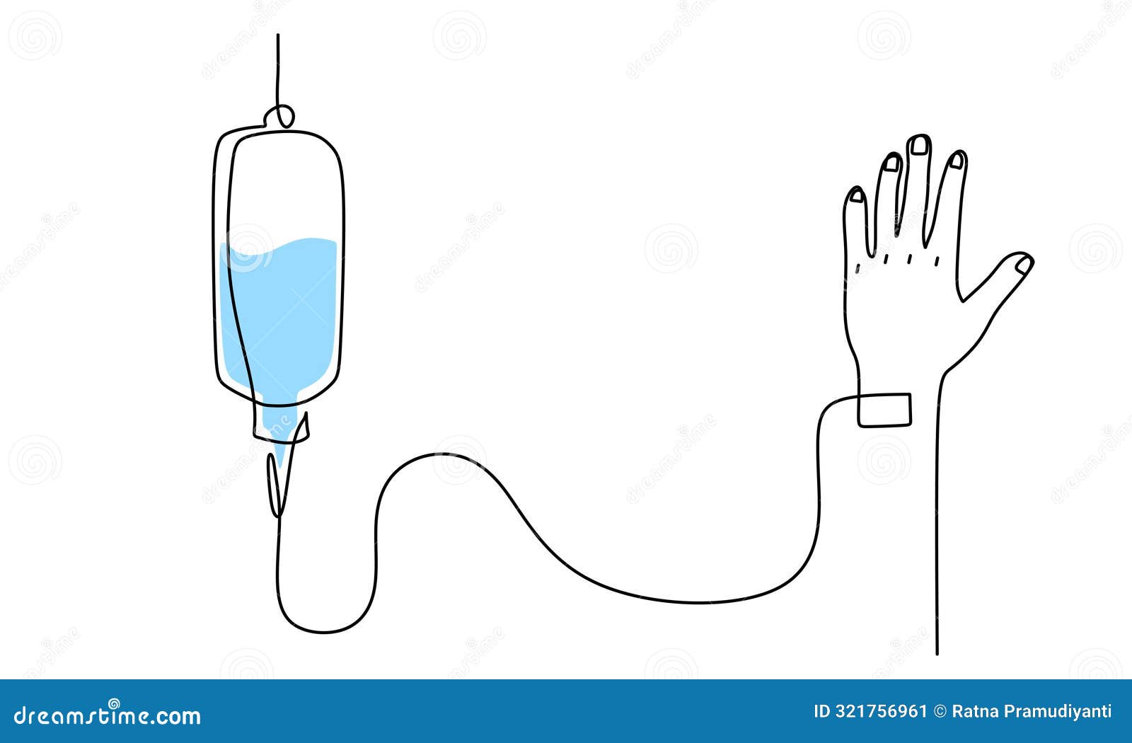 Infusion One Line Drawing. Medical Saline Drip Vector Illustration ...