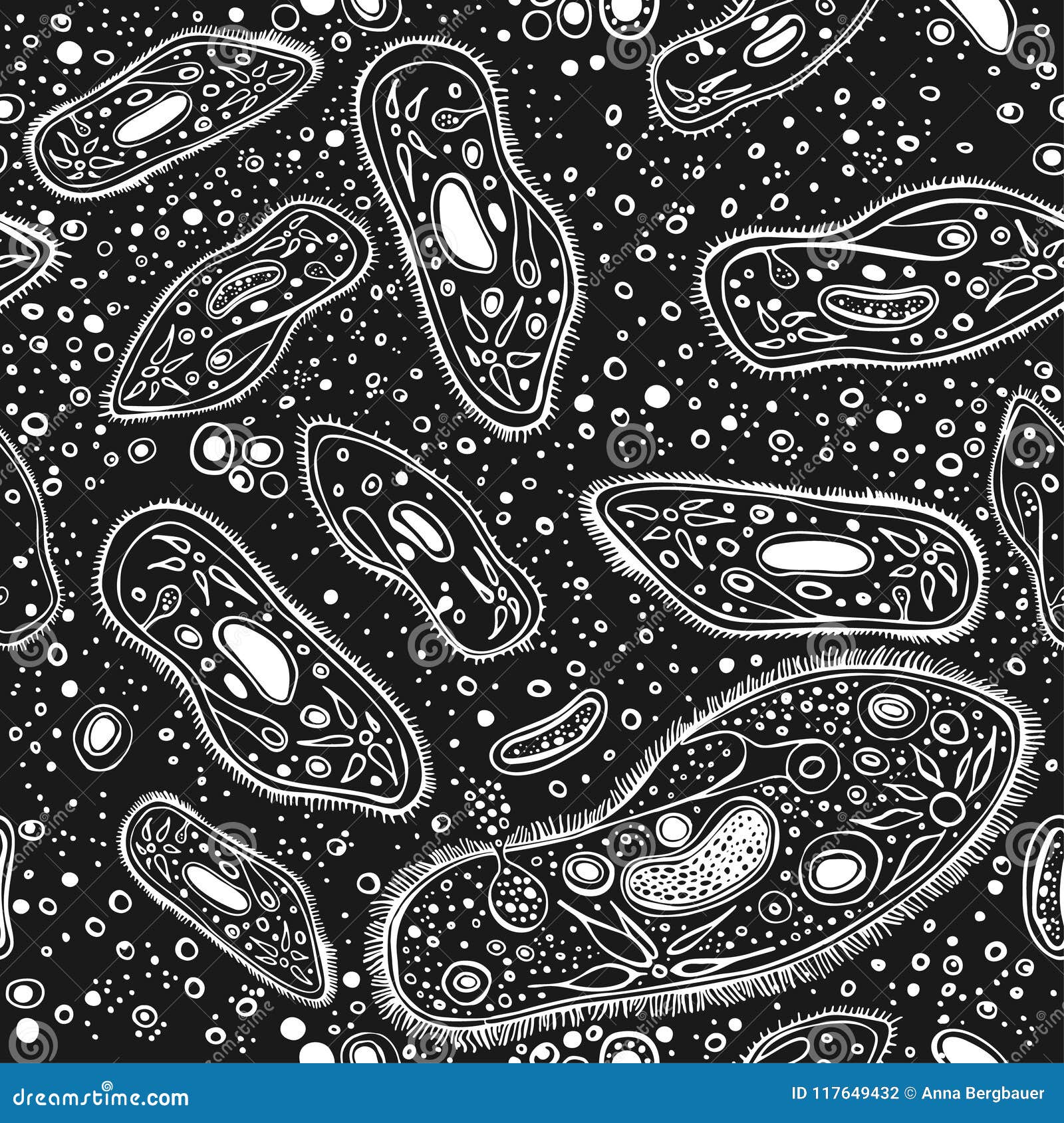 Infusoria Hand Drawn Pattern Stock Vector - Illustration of laboratory ...