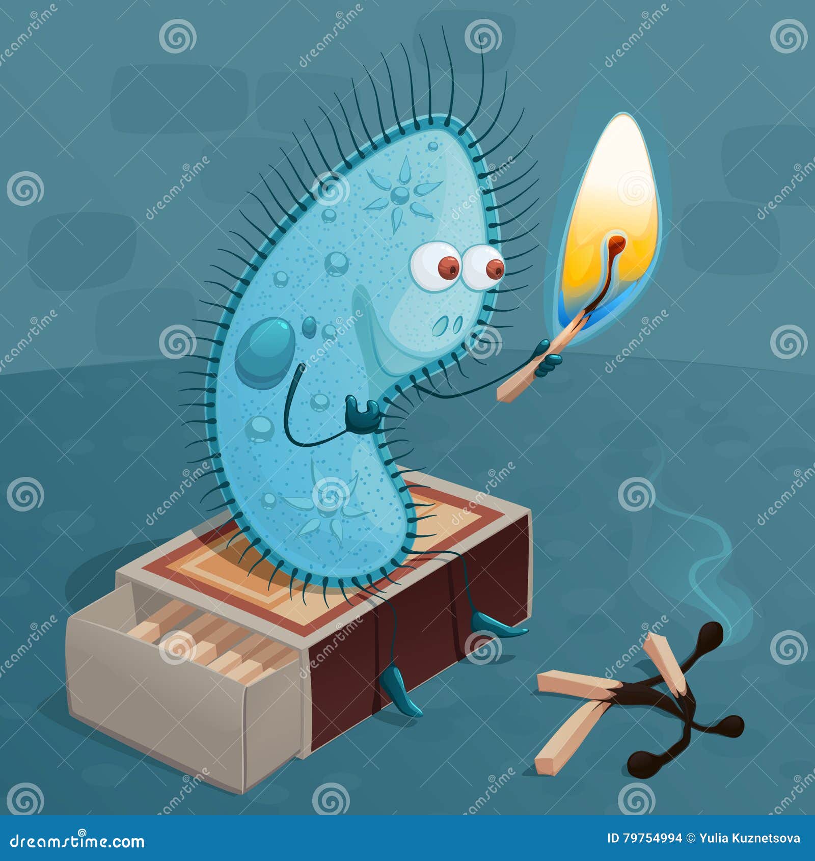 Infusorian Paramecium Caudatum Plays with Matches Stock Vector ...