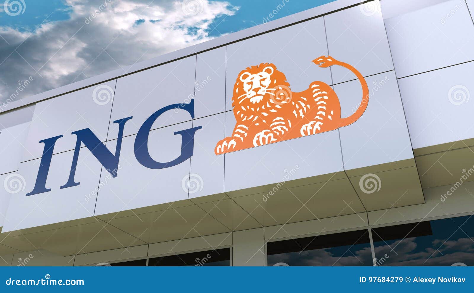 ING Group Logo on the Modern Building Facade. Editorial 3D Rendering ...