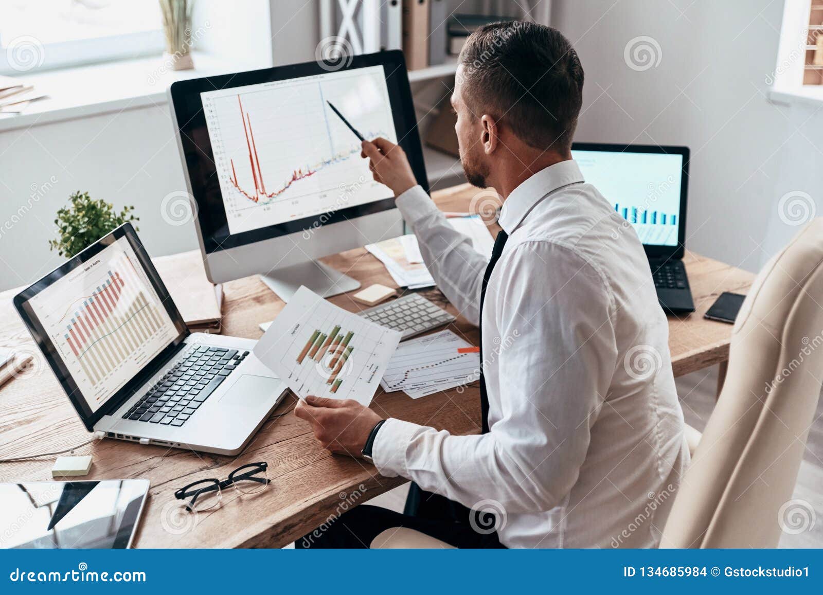 Focusing on work. stock photo. Image of adult, collar - 134685984