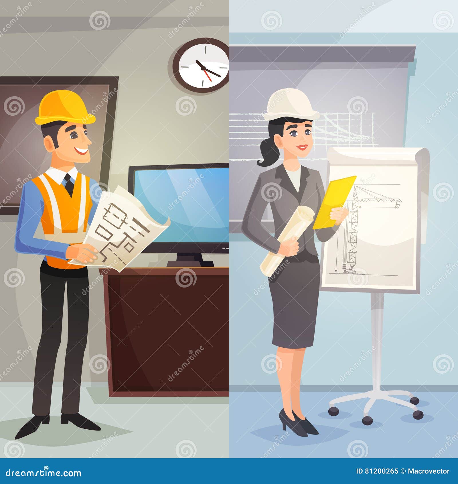 Ingeniero Cartoon Vertical Banners Ilustración del Vector - Ilustración ...