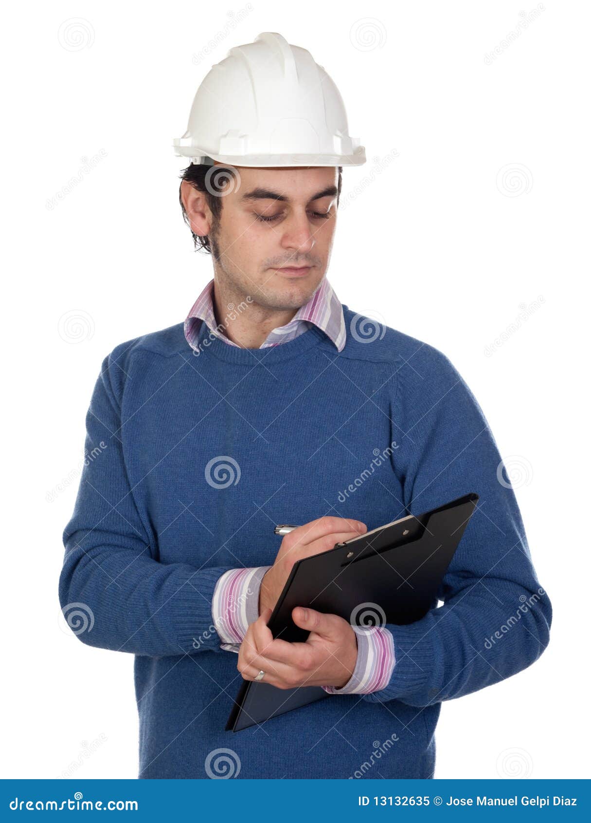 Ingeniero Con El Casco Blanco Imagen de archivo - Imagen de cruzado ...